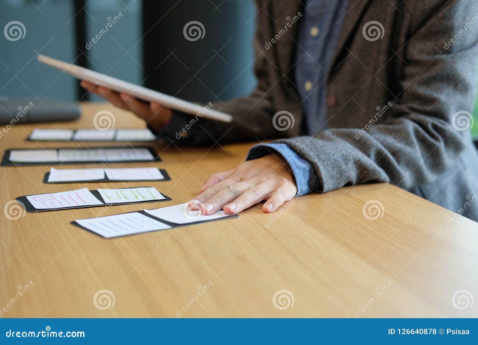 User Experience Workspace. UX Designer Desk with Tablet Layout. Stock ...