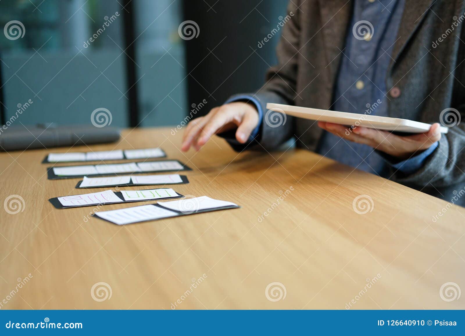 User Experience Workspace. UX Designer Desk with Tablet Layout. Stock ...