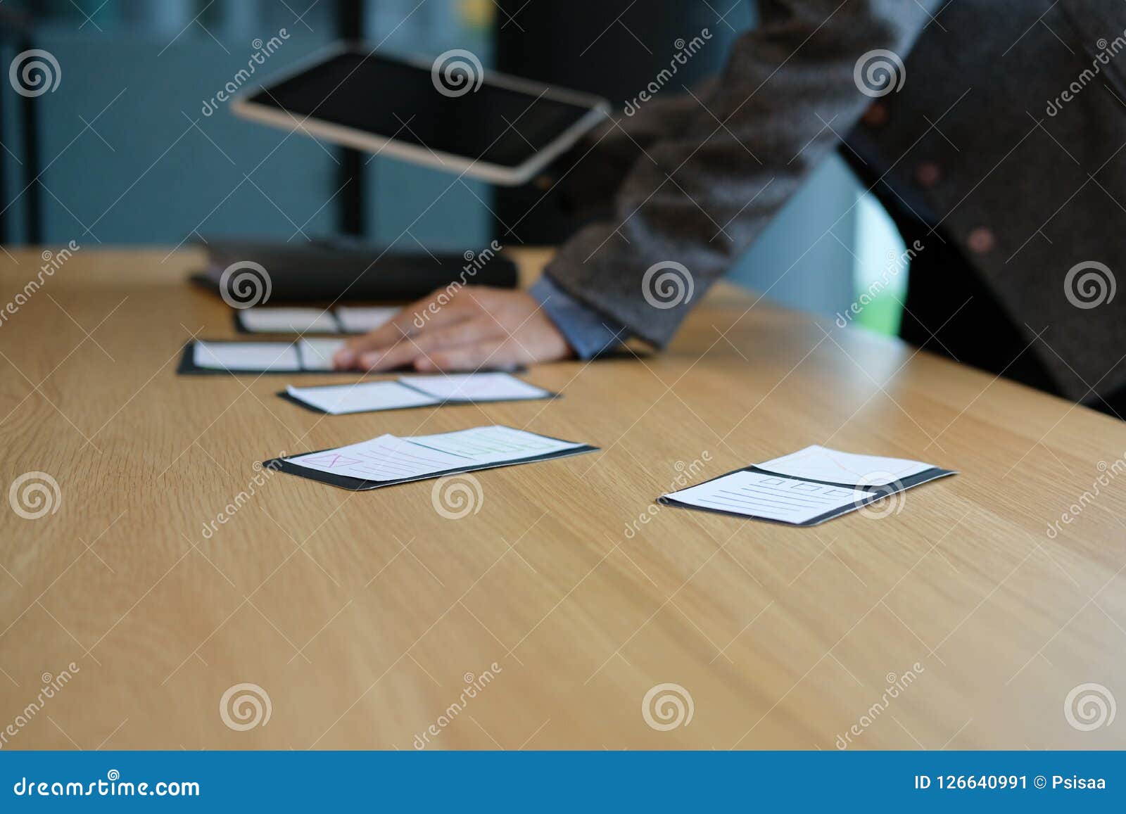 User Experience Workspace. UX Designer Desk with Tablet Layout. Stock ...