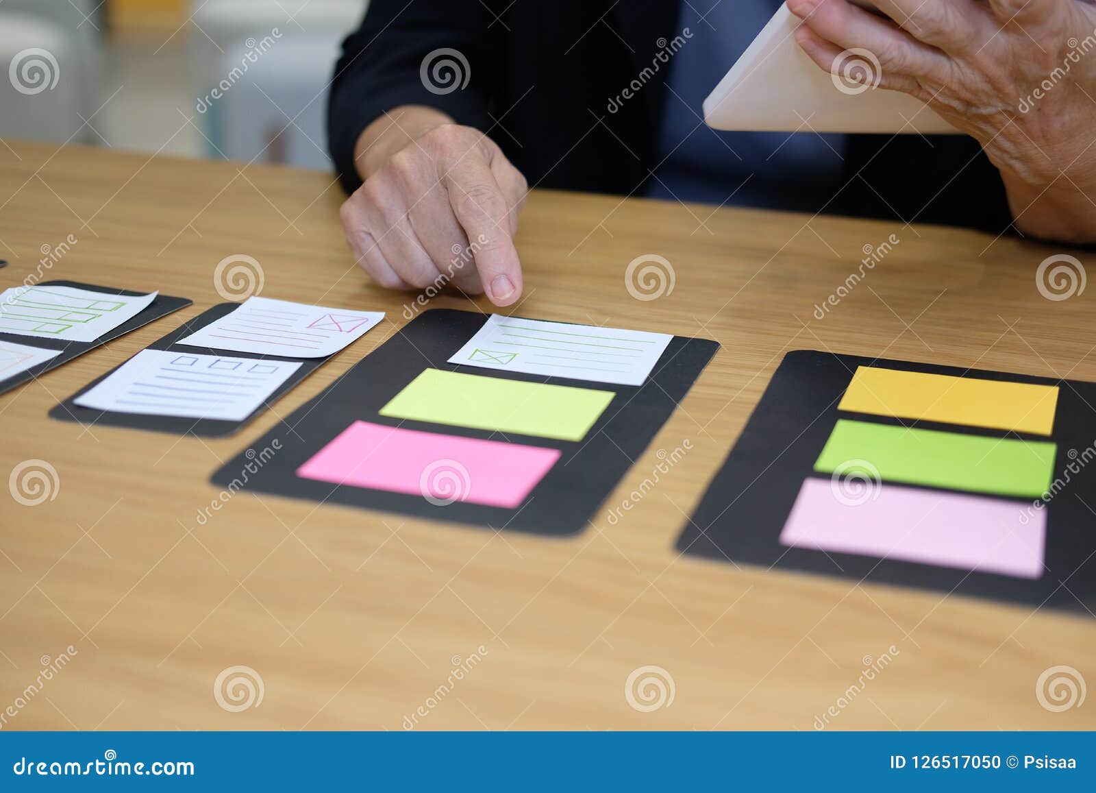 User Experience Workspace. UX Designer Desk with Tablet Layout. Stock ...
