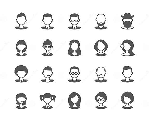 User Faces Set of Flat Vector Icons Stock Vector - Illustration of ...