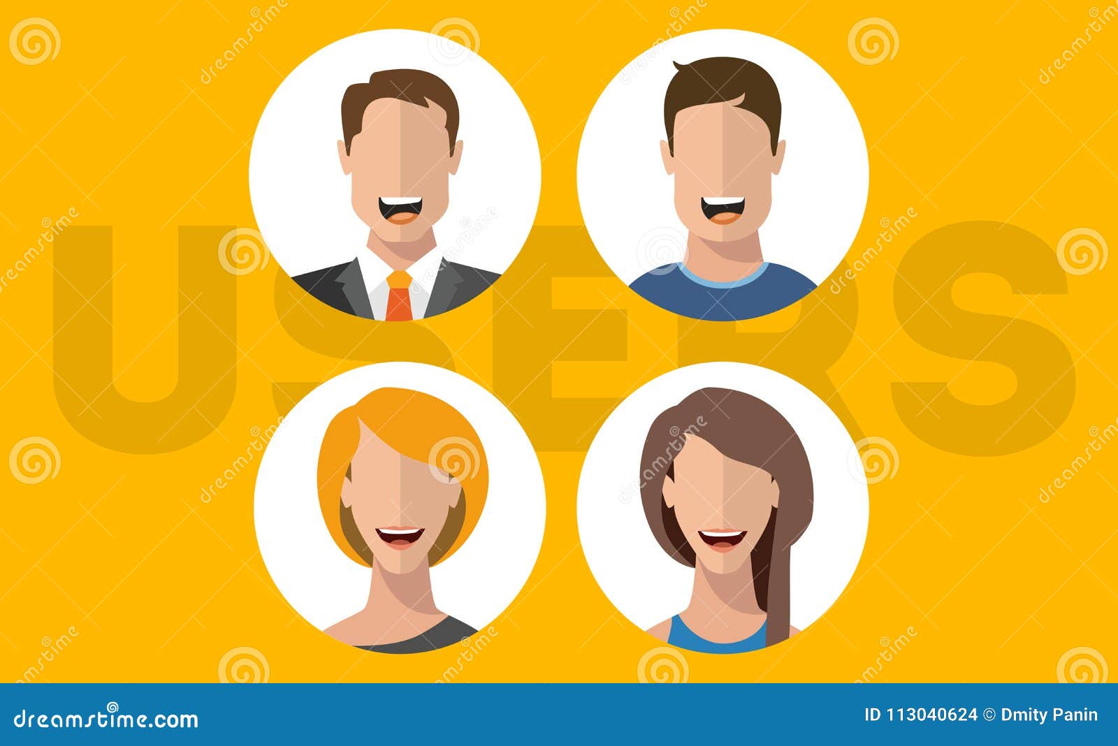User Flat Vector Characters Man and Woman Stock Vector - Illustration ...