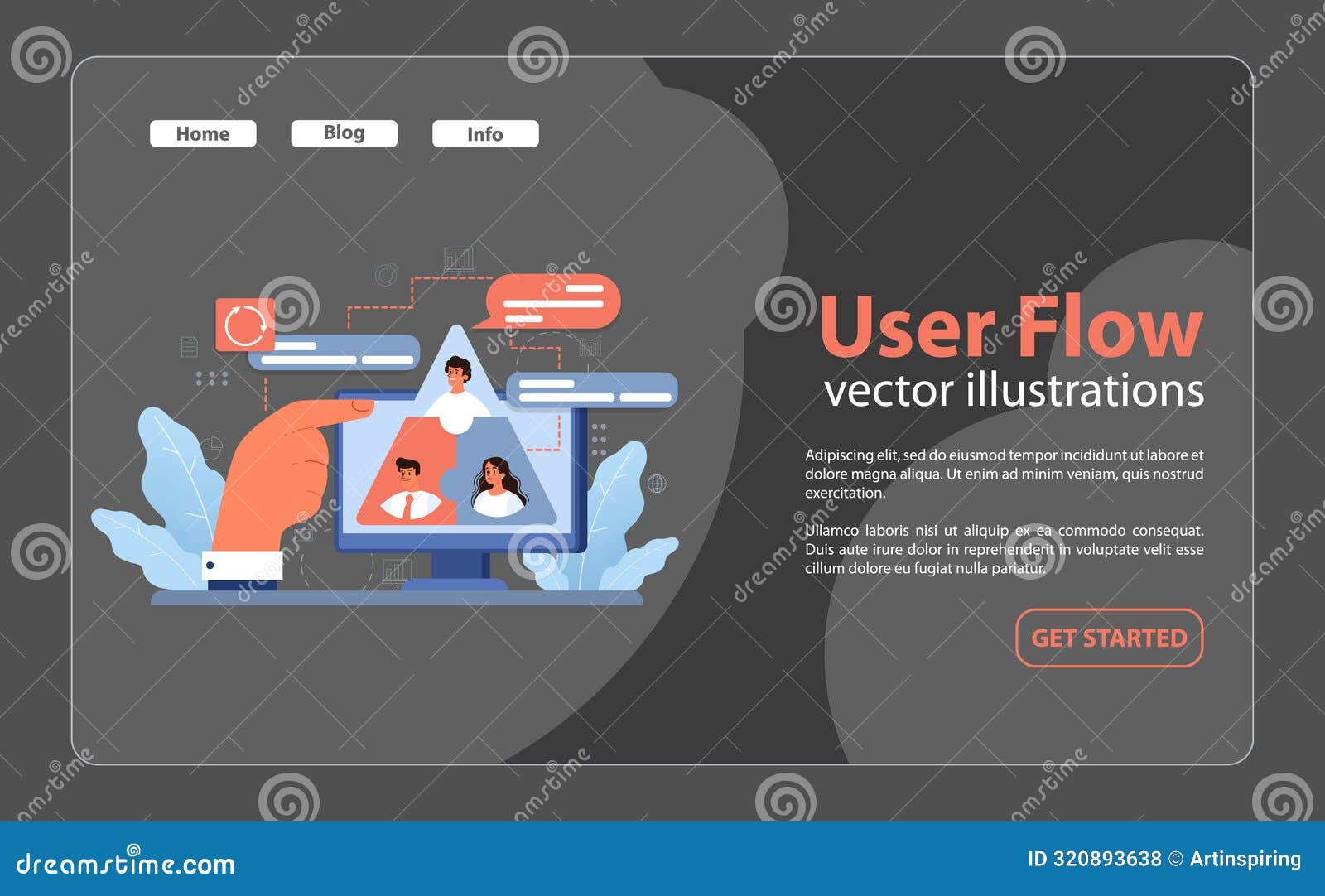 User Flow Concept. Flat Vector Stock Vector - Illustration of hand ...