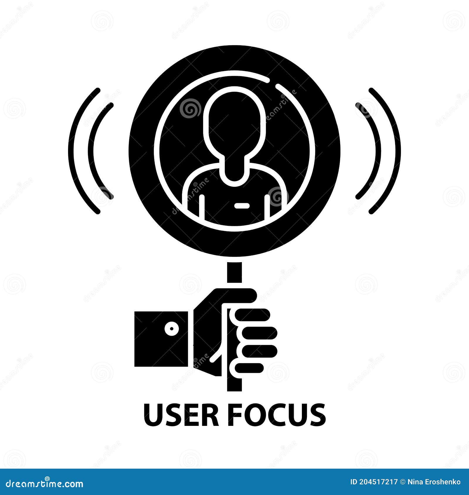 User Focus Icon, Black Vector Sign with Editable Strokes, Concept ...