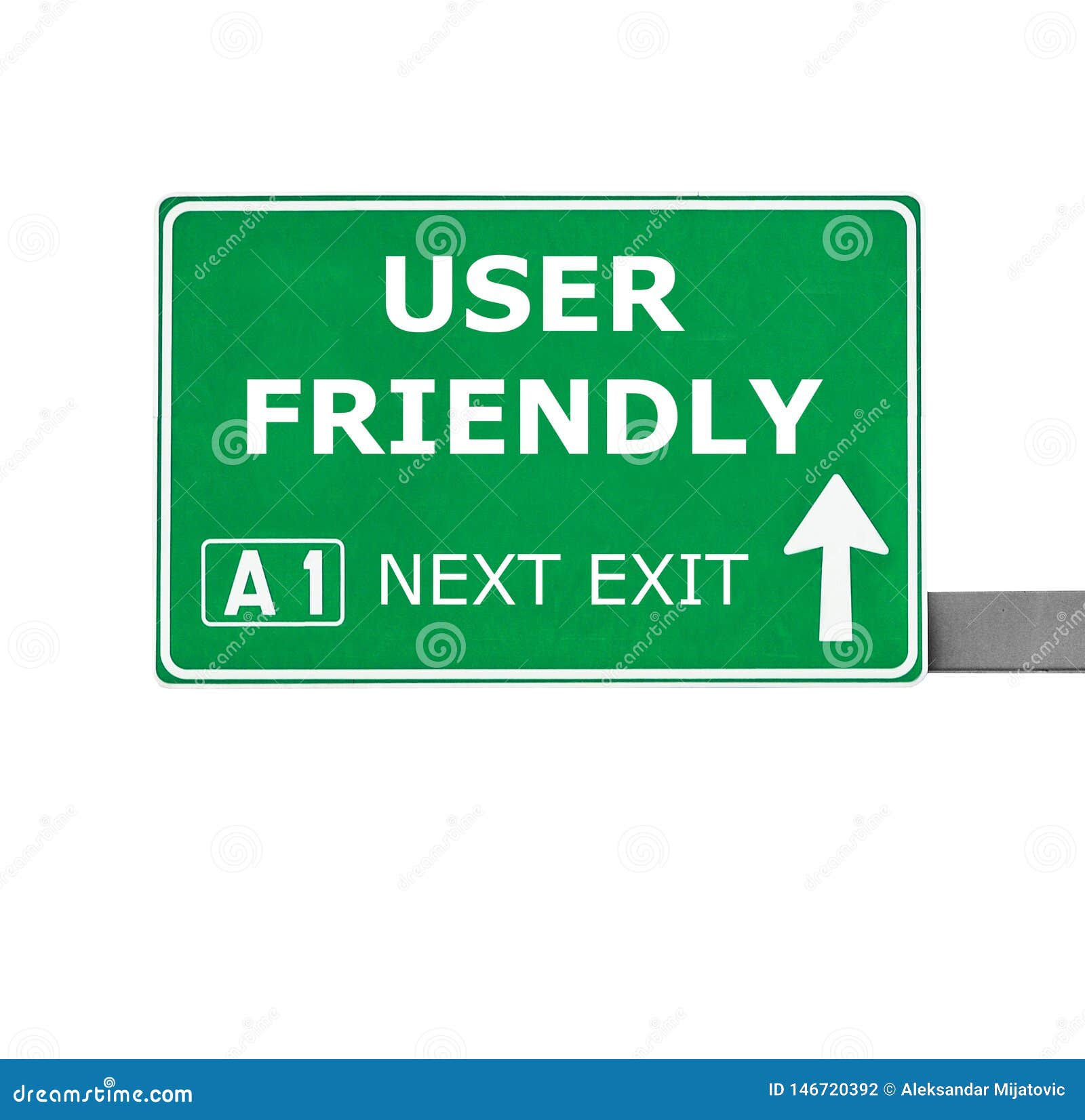 USER FRIENDLY Road Sign Isolated on White Stock Photo - Image of green ...