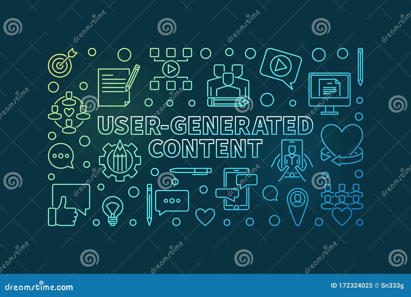 User-Generated Content Outline Colorful Vector Banner Stock Vector ...