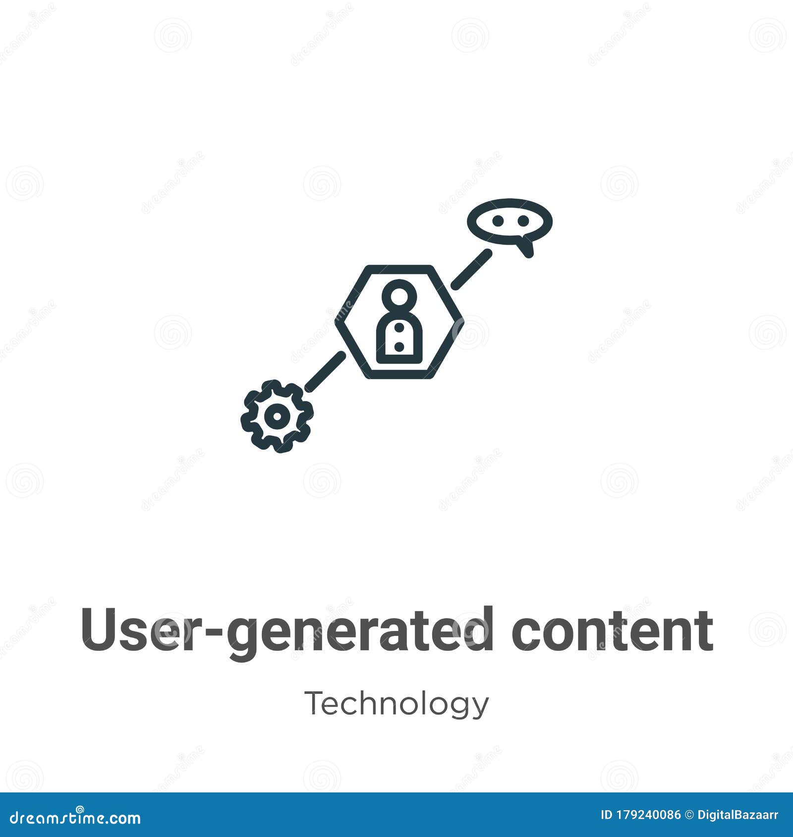 User-generated Content Outline Vector Icon. Thin Line Black User ...