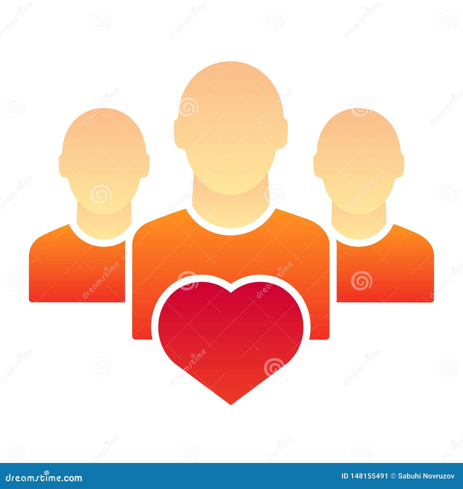 User Group with Heart Flat Icon. Teamwork Color Icons in Trendy Flat ...