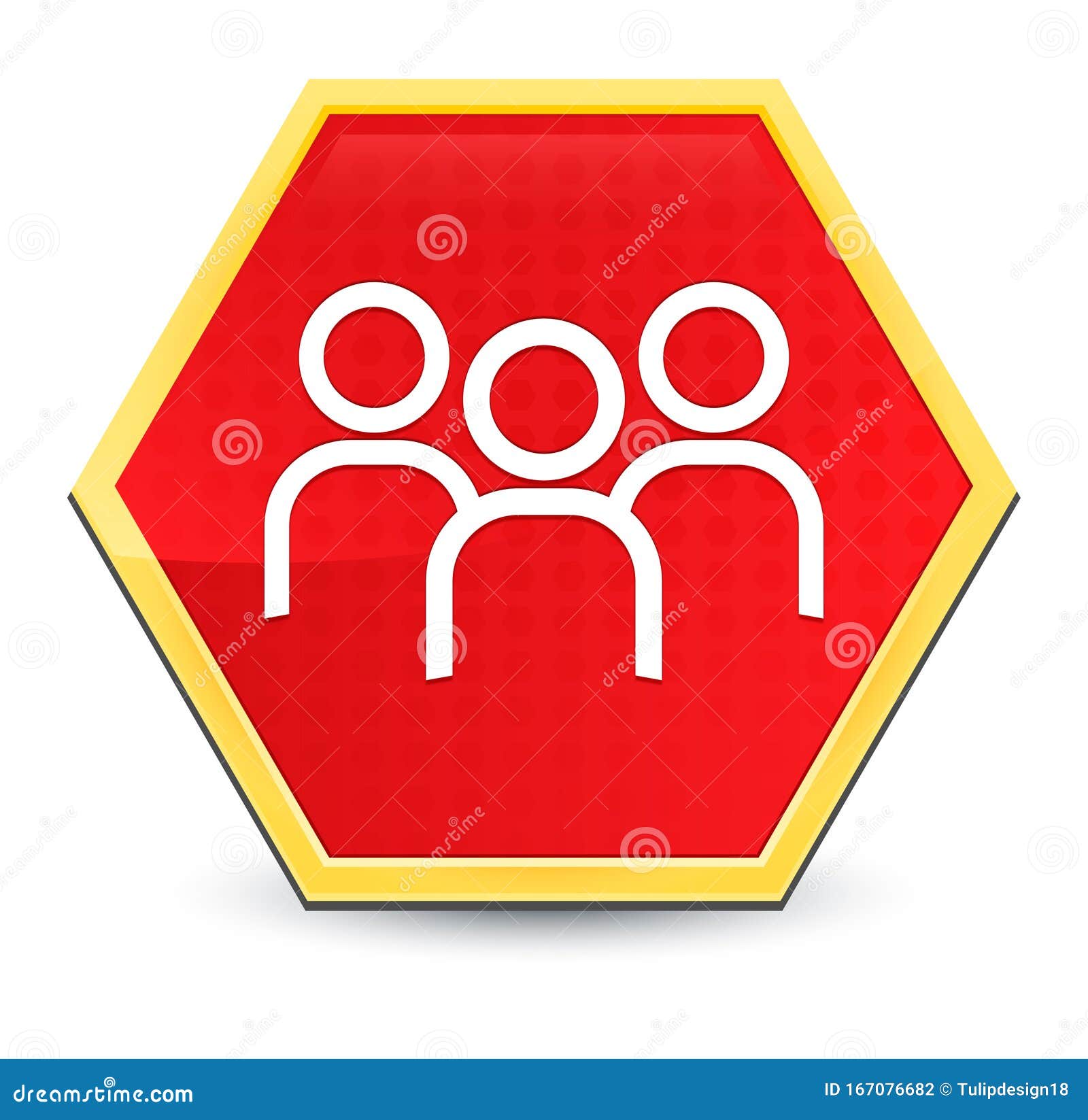 User Group Icon Abstract Red Hexagon Button Bright Yellow Frame Elegant ...