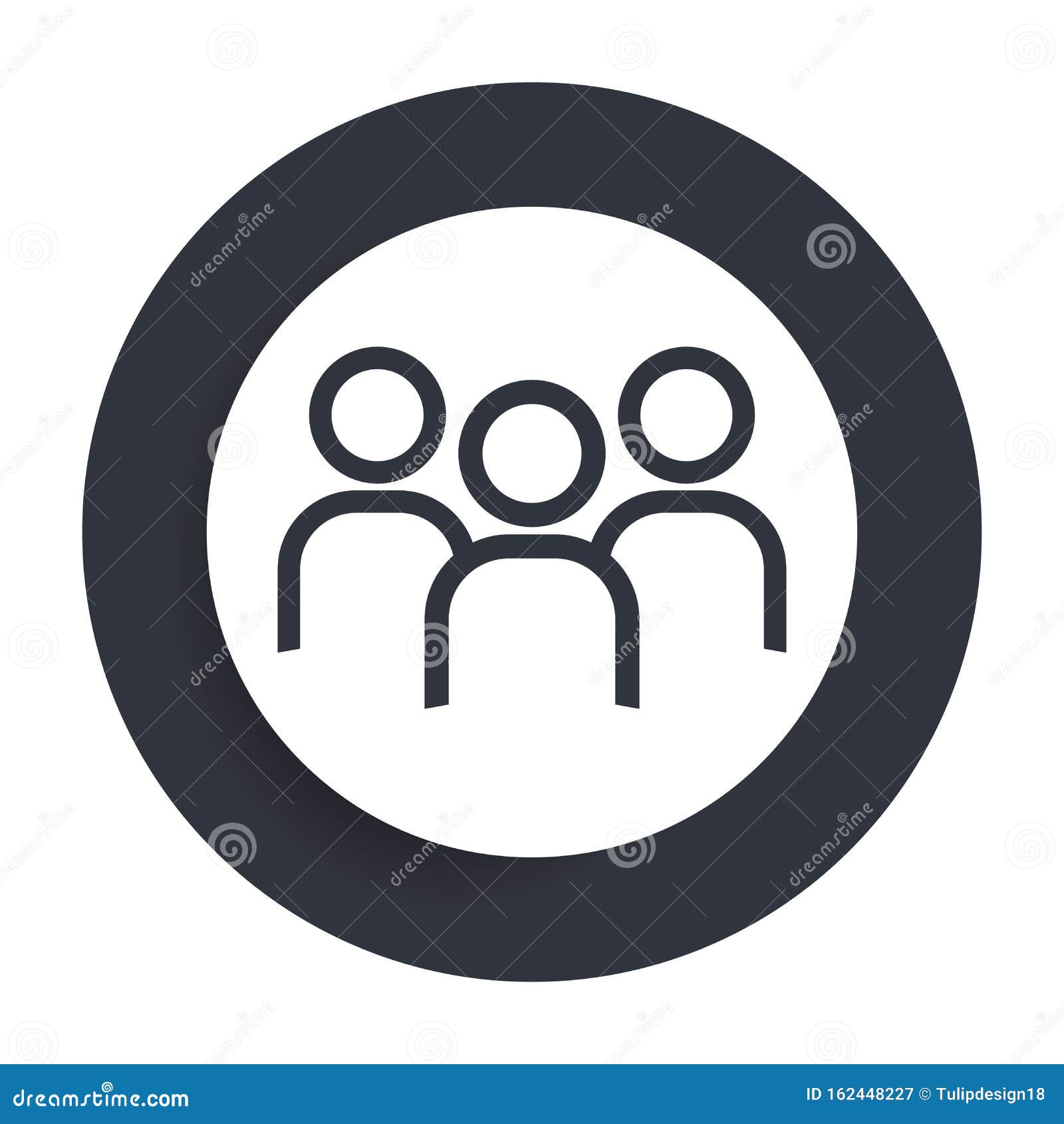 User Group Icon Flat Vector Round Button Clean Black and White Design ...