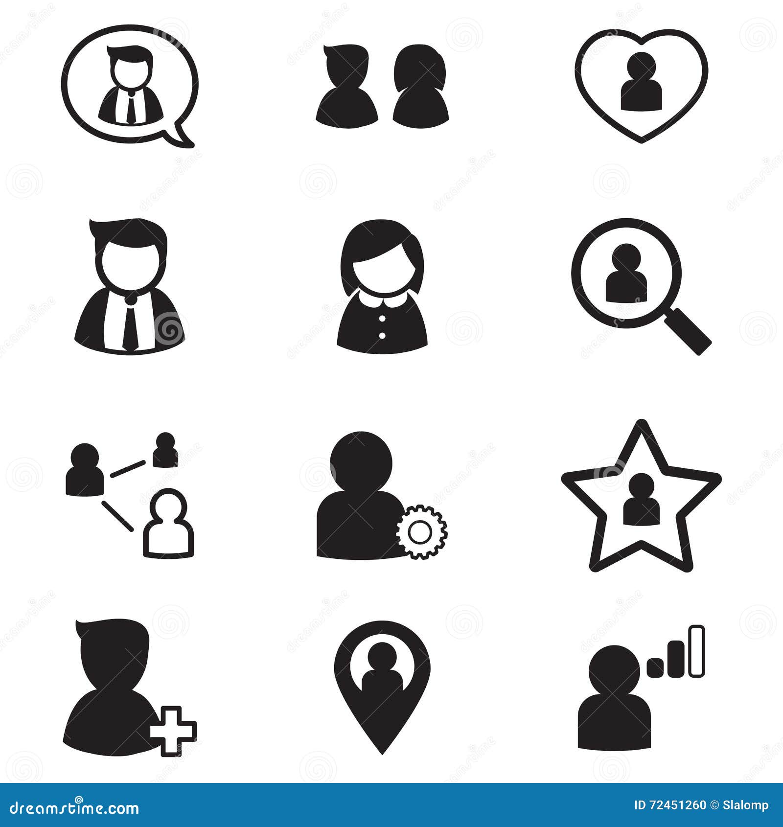 User , Group, Relation Icons Set for Social Network Applicatio Stock ...