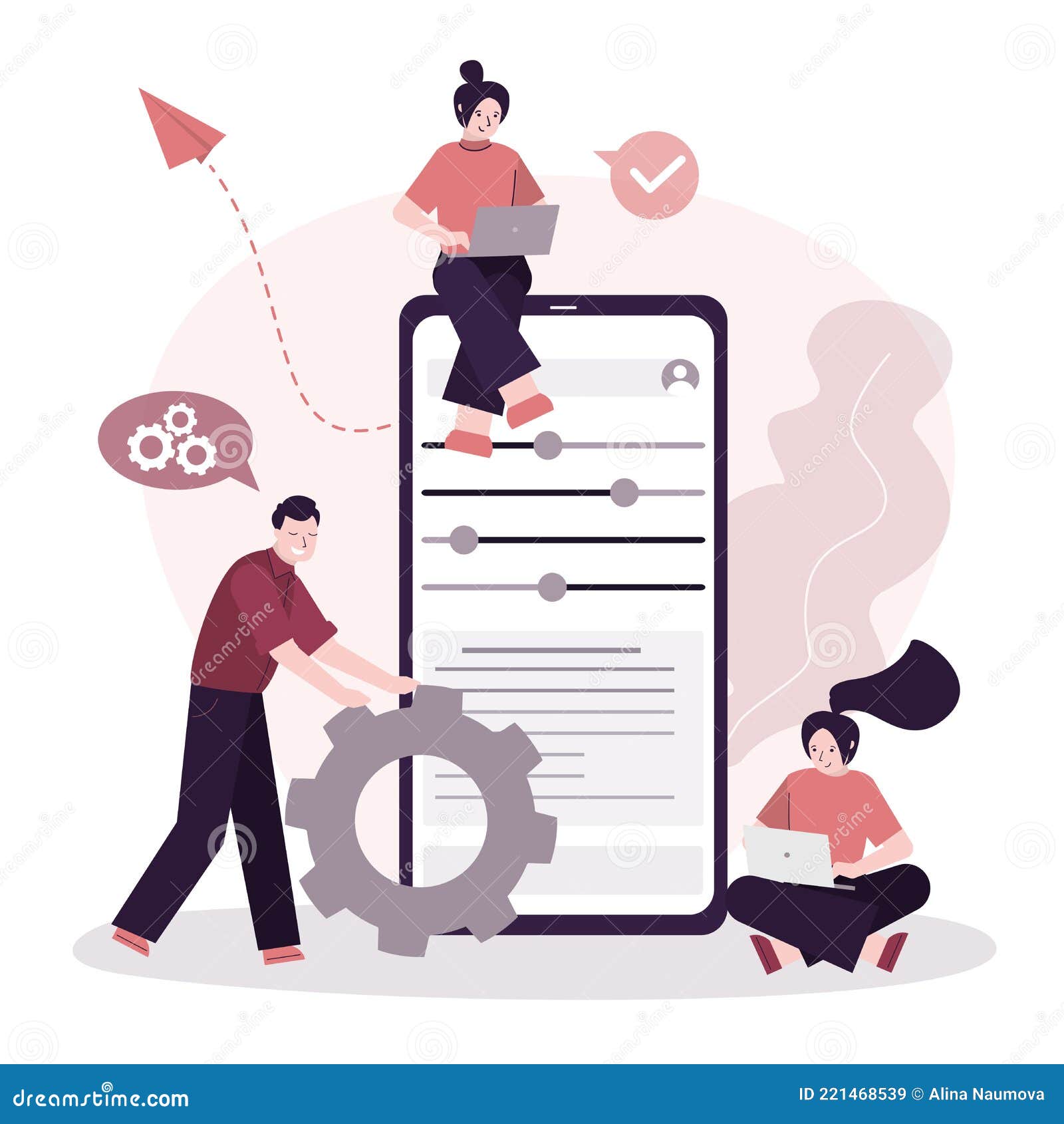 User Group Sets Up a Personal Account. Various Settings on Mobile Phone ...