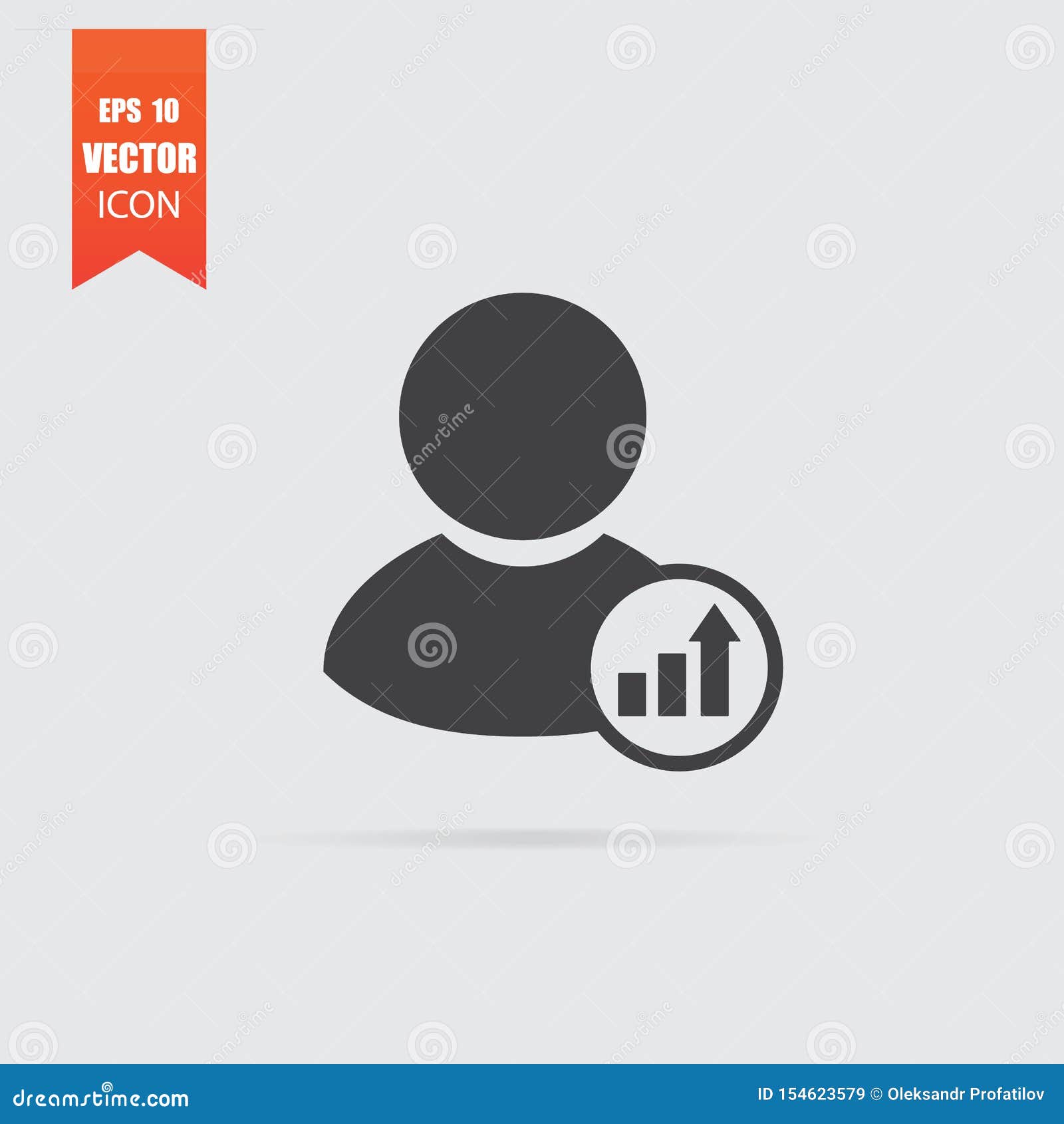 User Growth Icon in Flat Style Isolated on Grey Background Stock Vector ...
