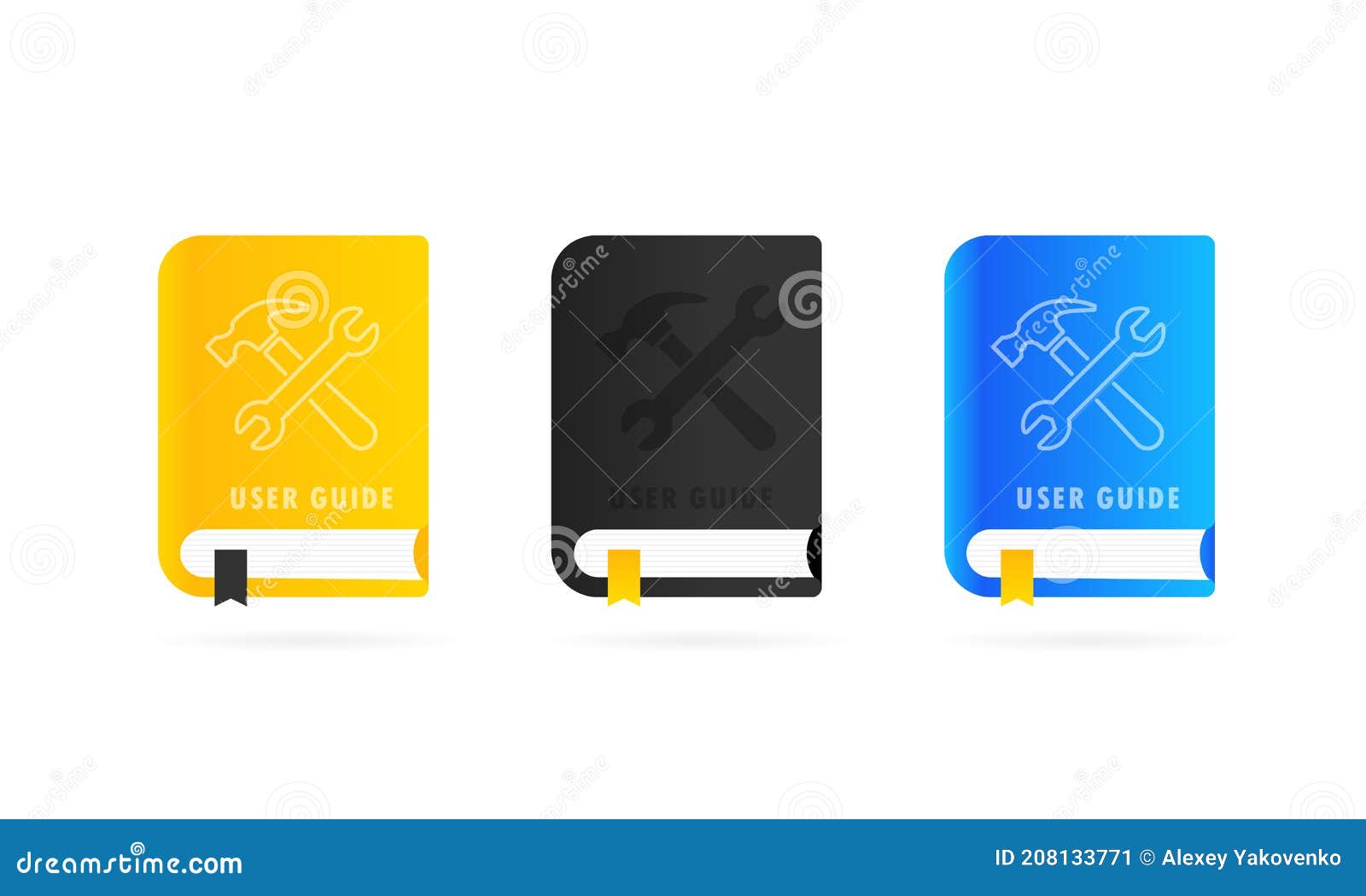 User Guide Book Icon Set. Flat Vector Illustration Stock Vector ...