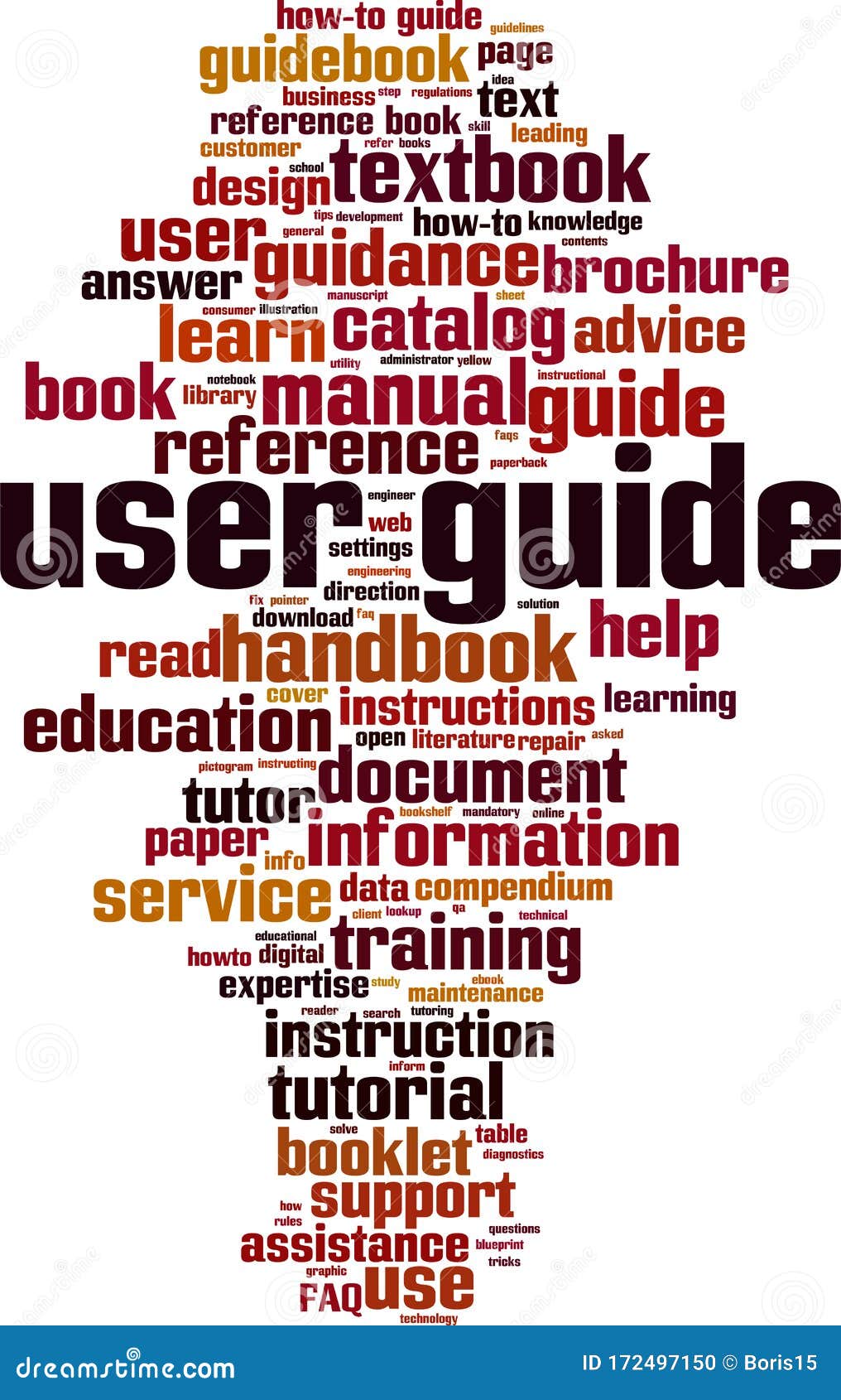 User guide word cloud stock vector. Illustration of education - 172497150