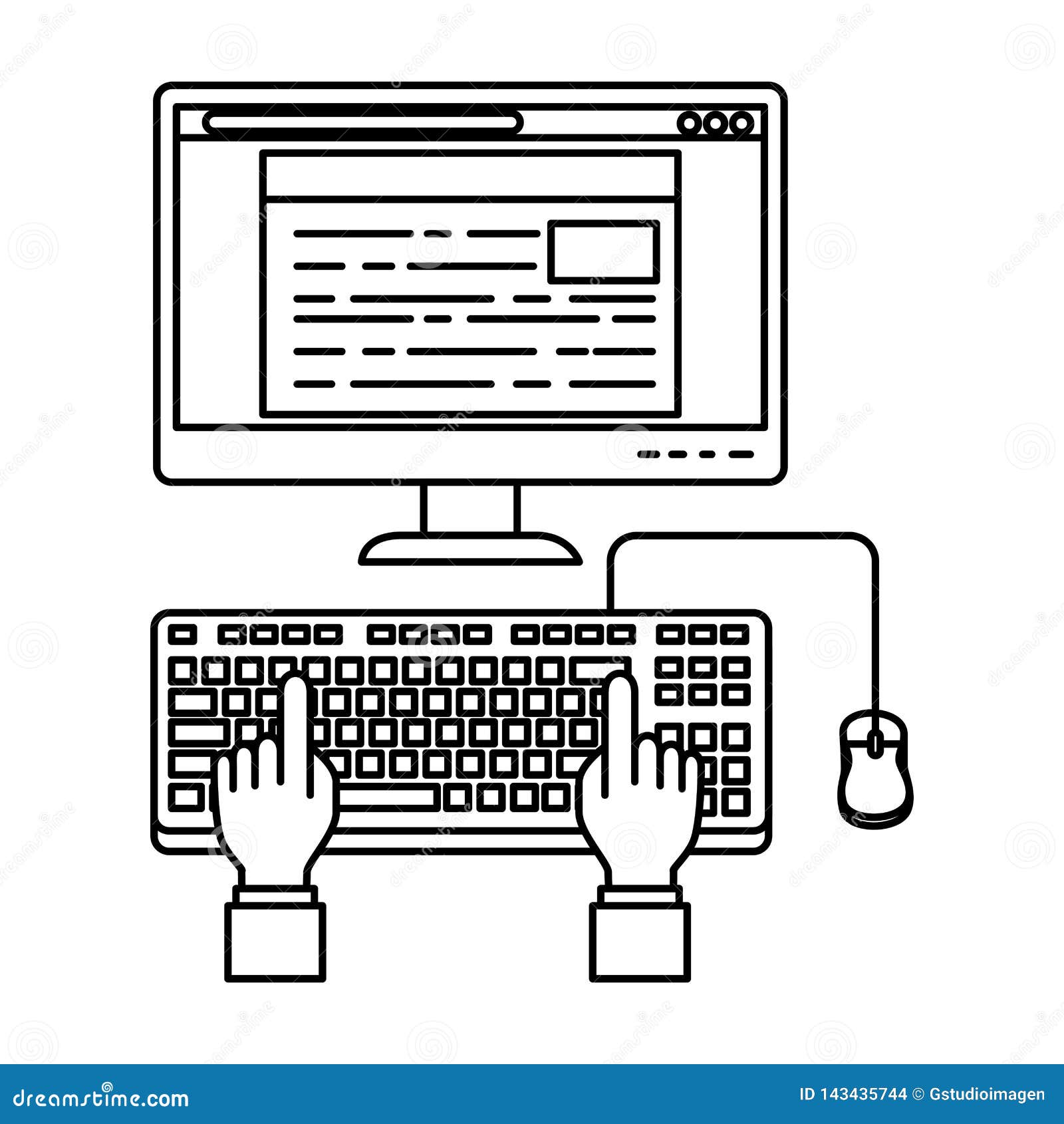User Hands with Computer Desktop Stock Vector - Illustration of ...