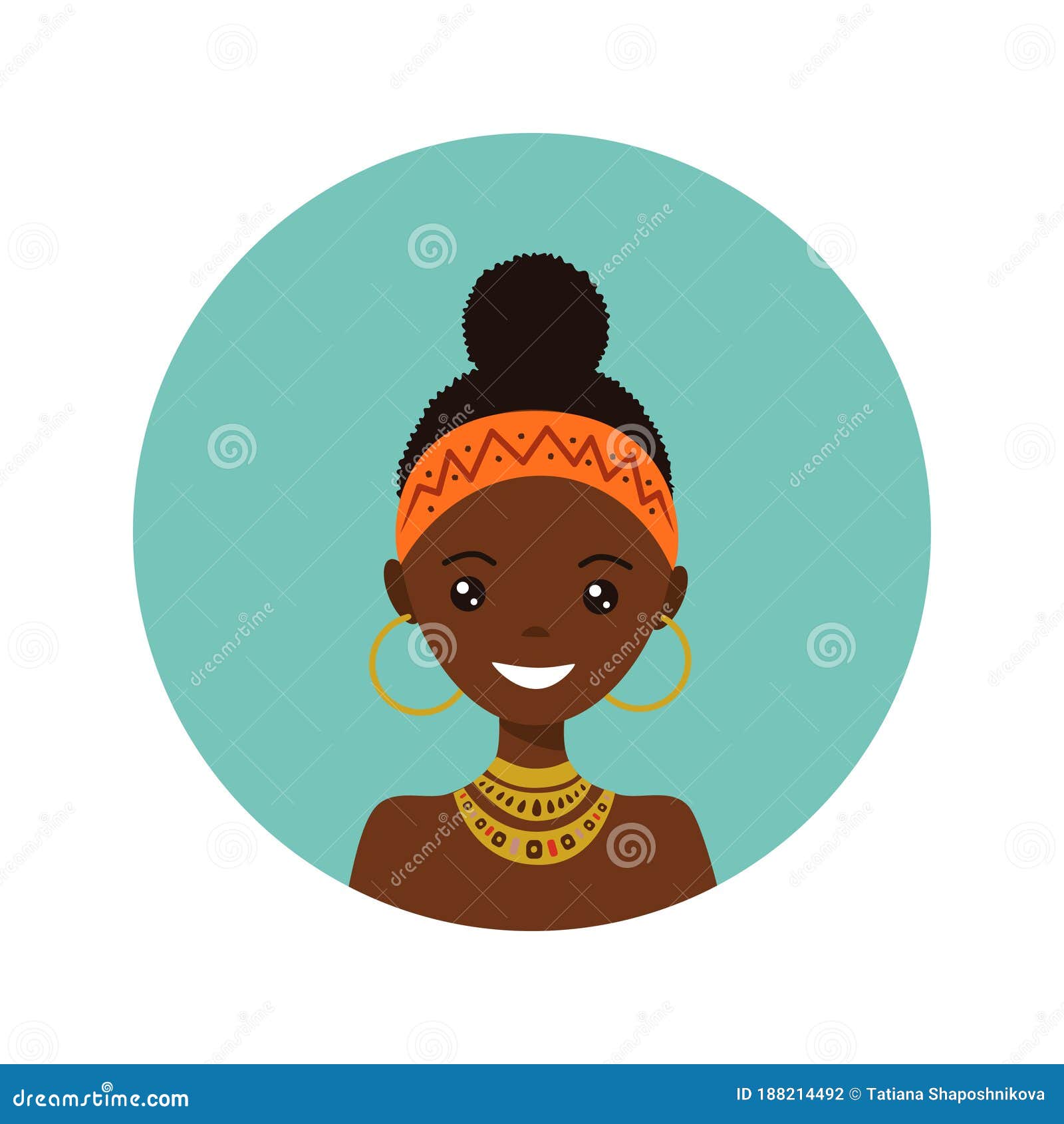 User Icon of African Young Woman in Flat Style Stock Vector ...