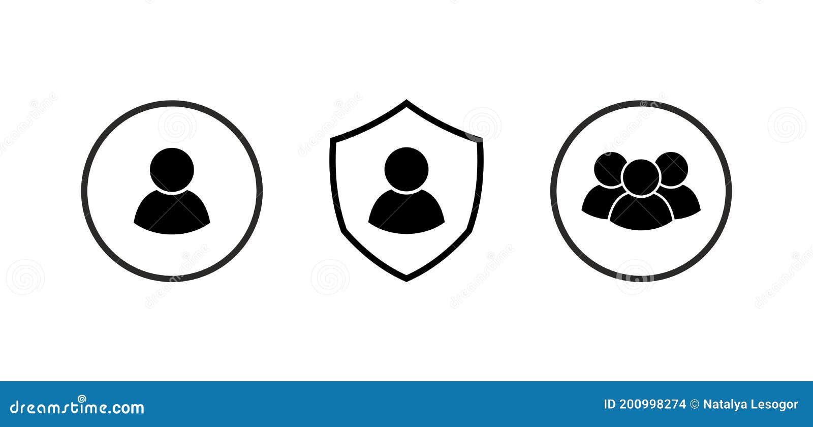 User Icon, in a Circle Silhouette of a Man, Symbol Set Isolated Stock ...