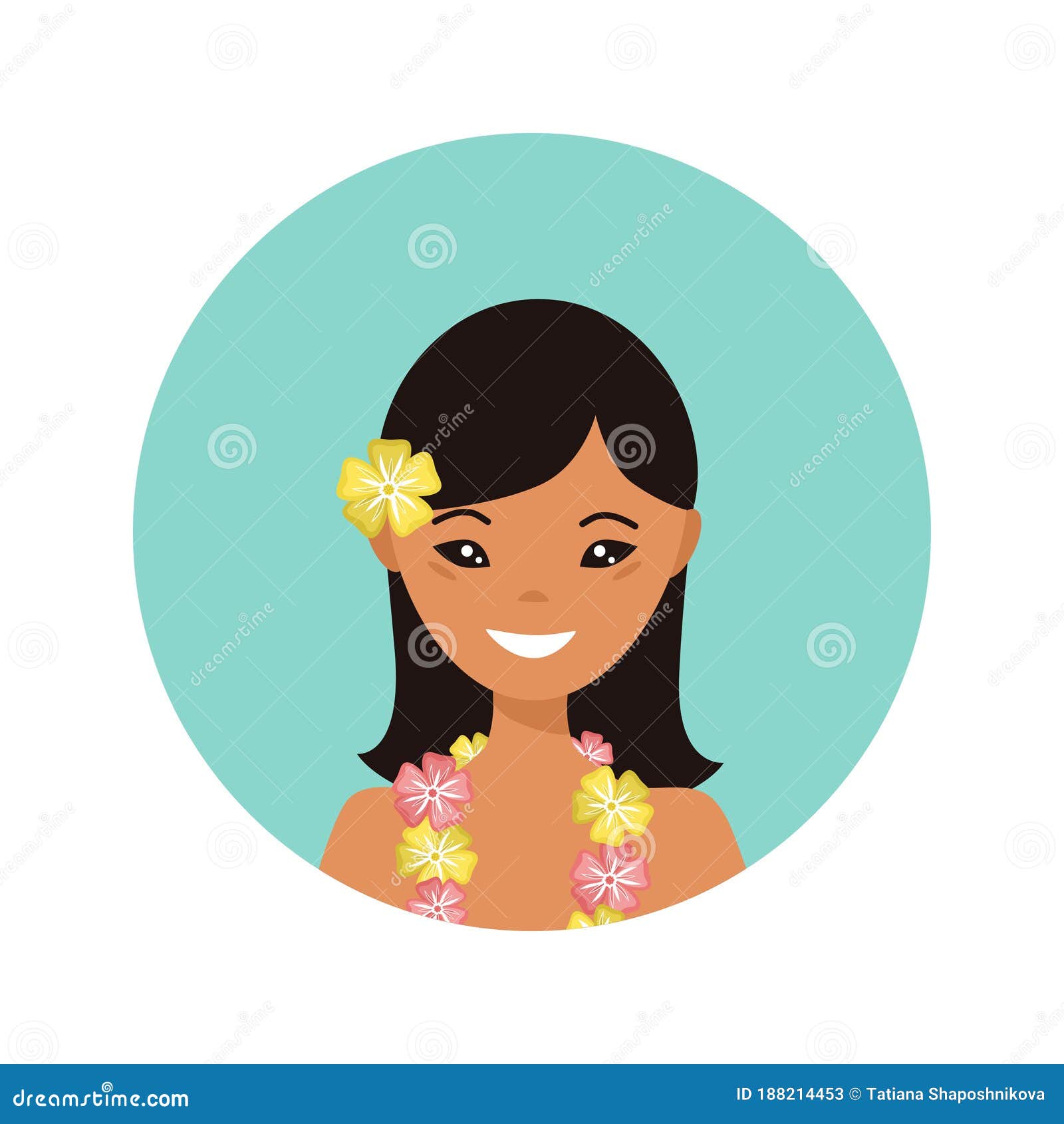 User Icon of Hawaiian Young Woman in Flat Style Stock Vector ...