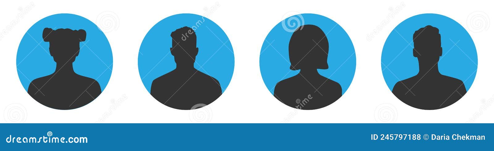 User Icon Set. Avatar Icons Set on Blue Background Stock Vector ...