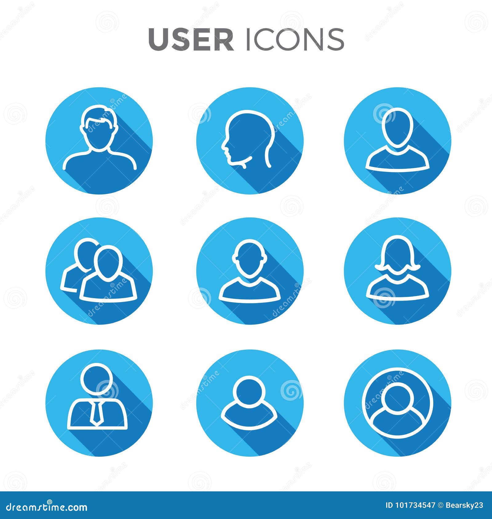 User Icon Set with Man, Woman, & Multiple People Stock Vector ...