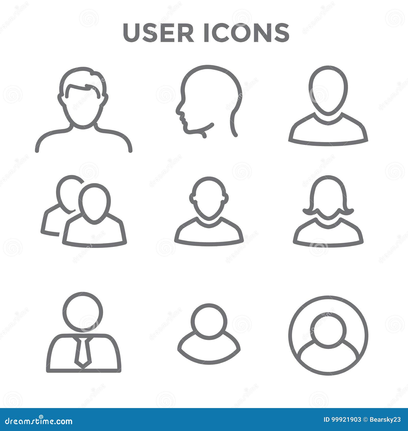 User Icon Set with Man, Woman, and Multiple People Stock Vector ...