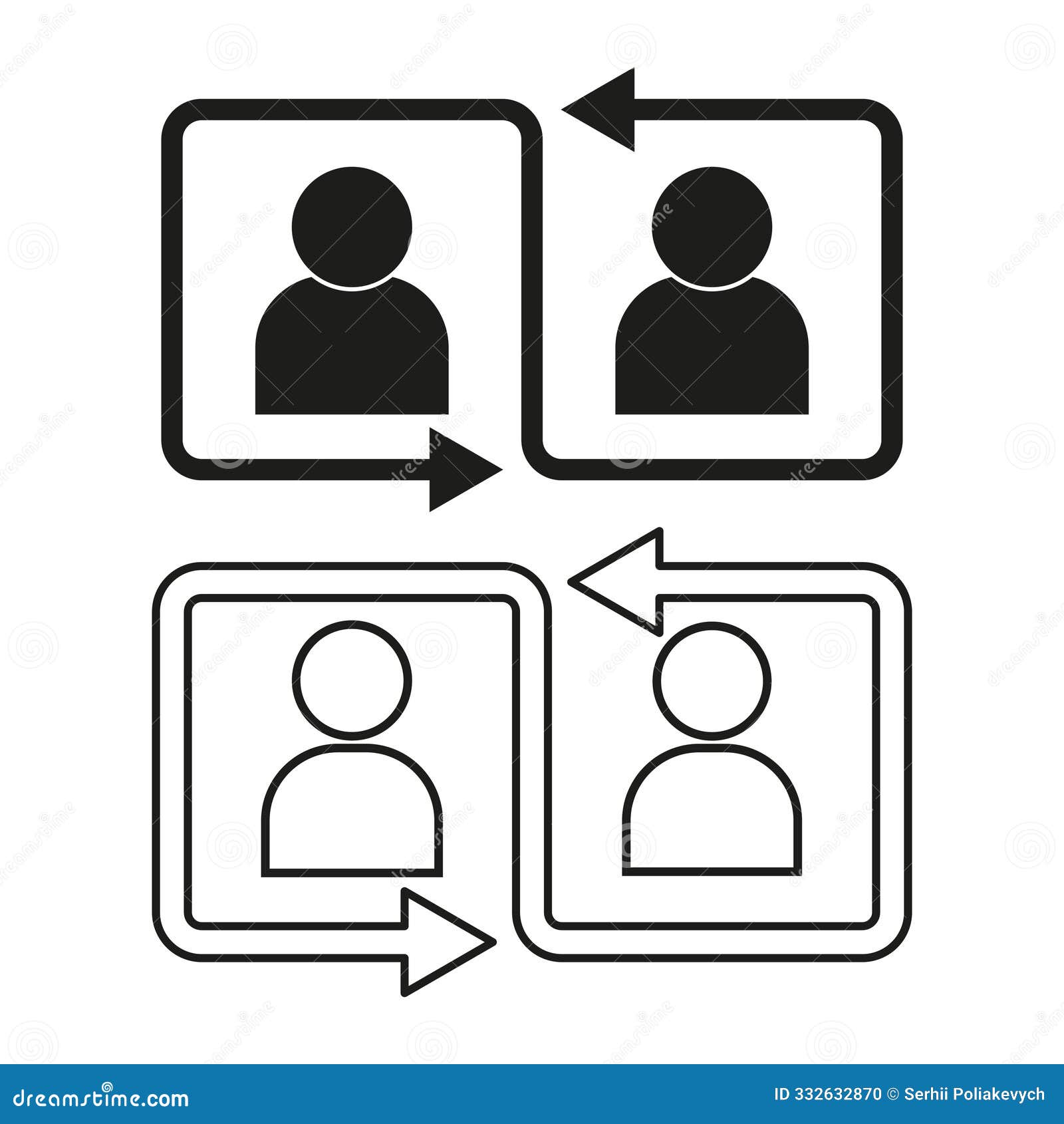 User Icons with Arrows. Exchange or Transfer Concept. Simple Outline ...