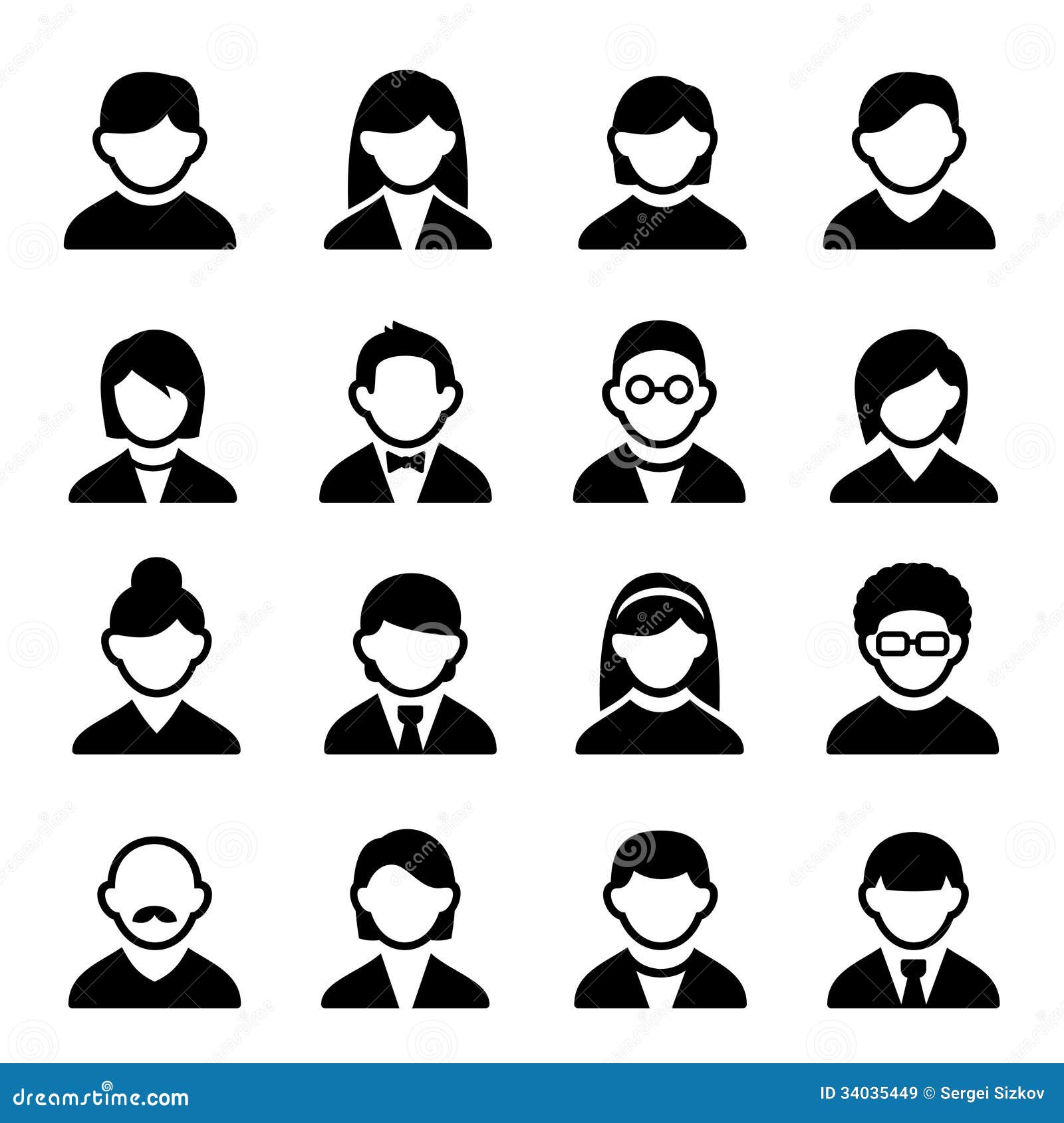 User icons set 1 stock vector. Illustration of hair, family - 34035449
