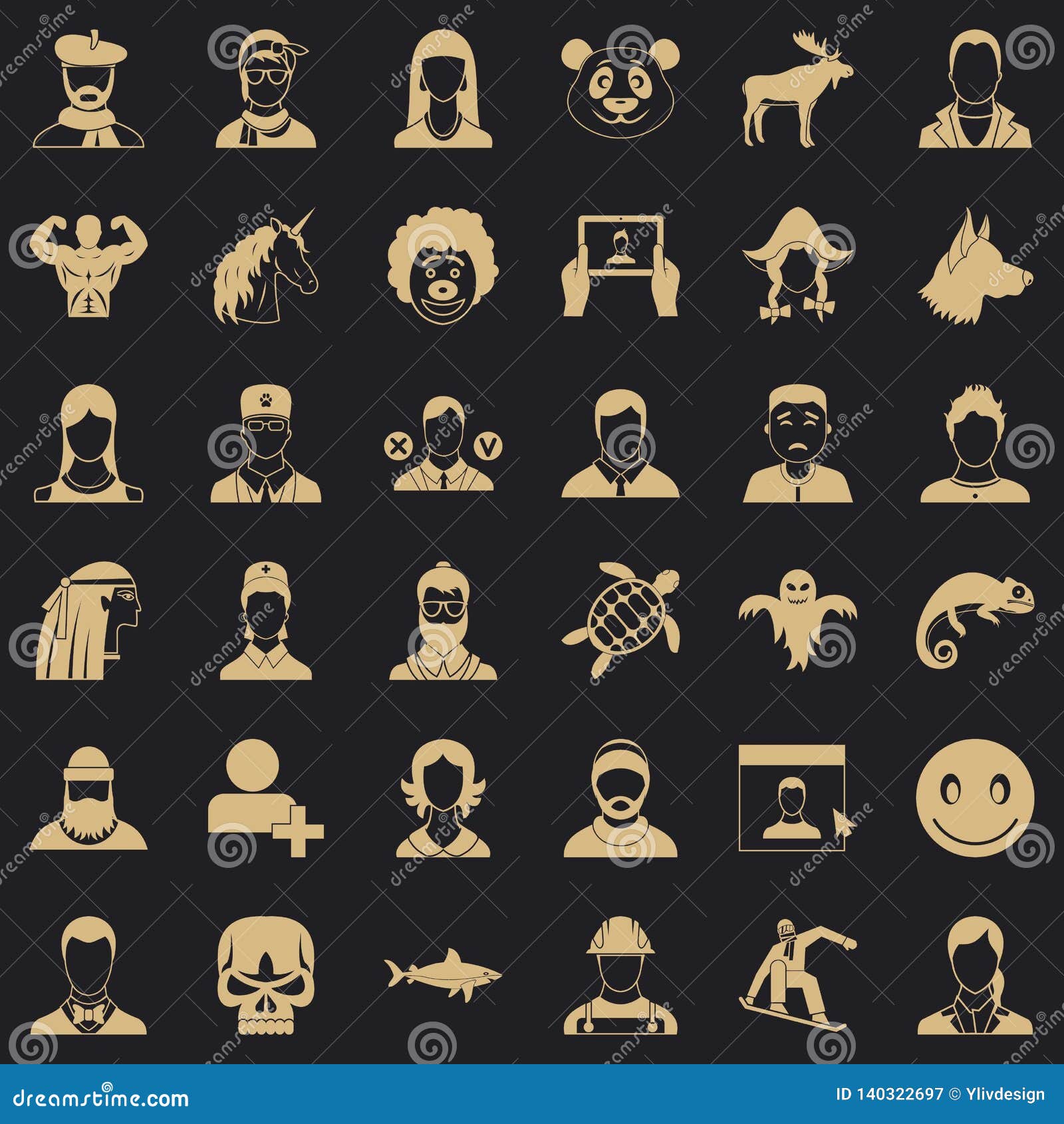 User Icons Set, Simple Style Stock Vector - Illustration of person ...