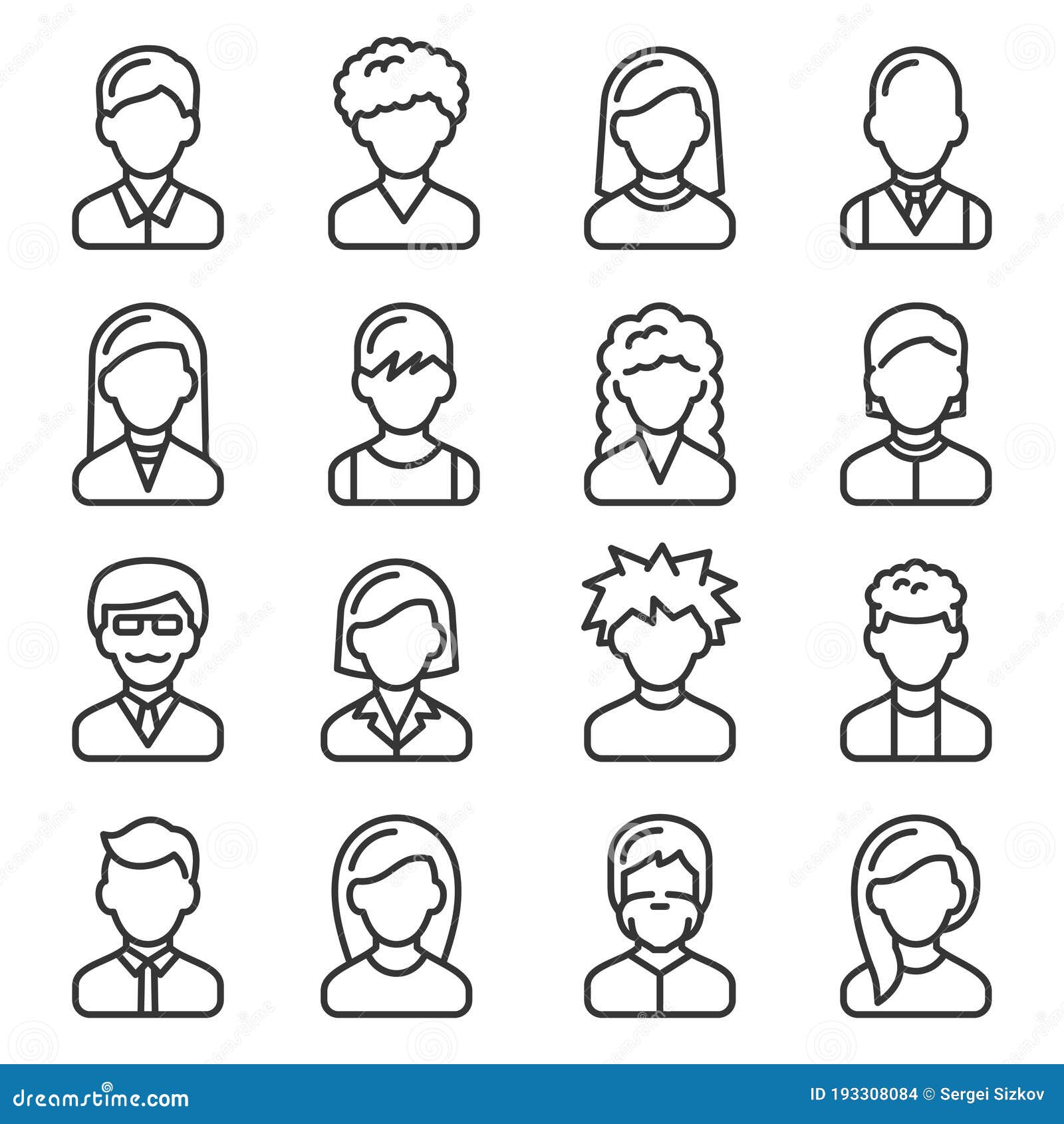 User Icons Set on White Background. Line Style Vector Stock Vector ...
