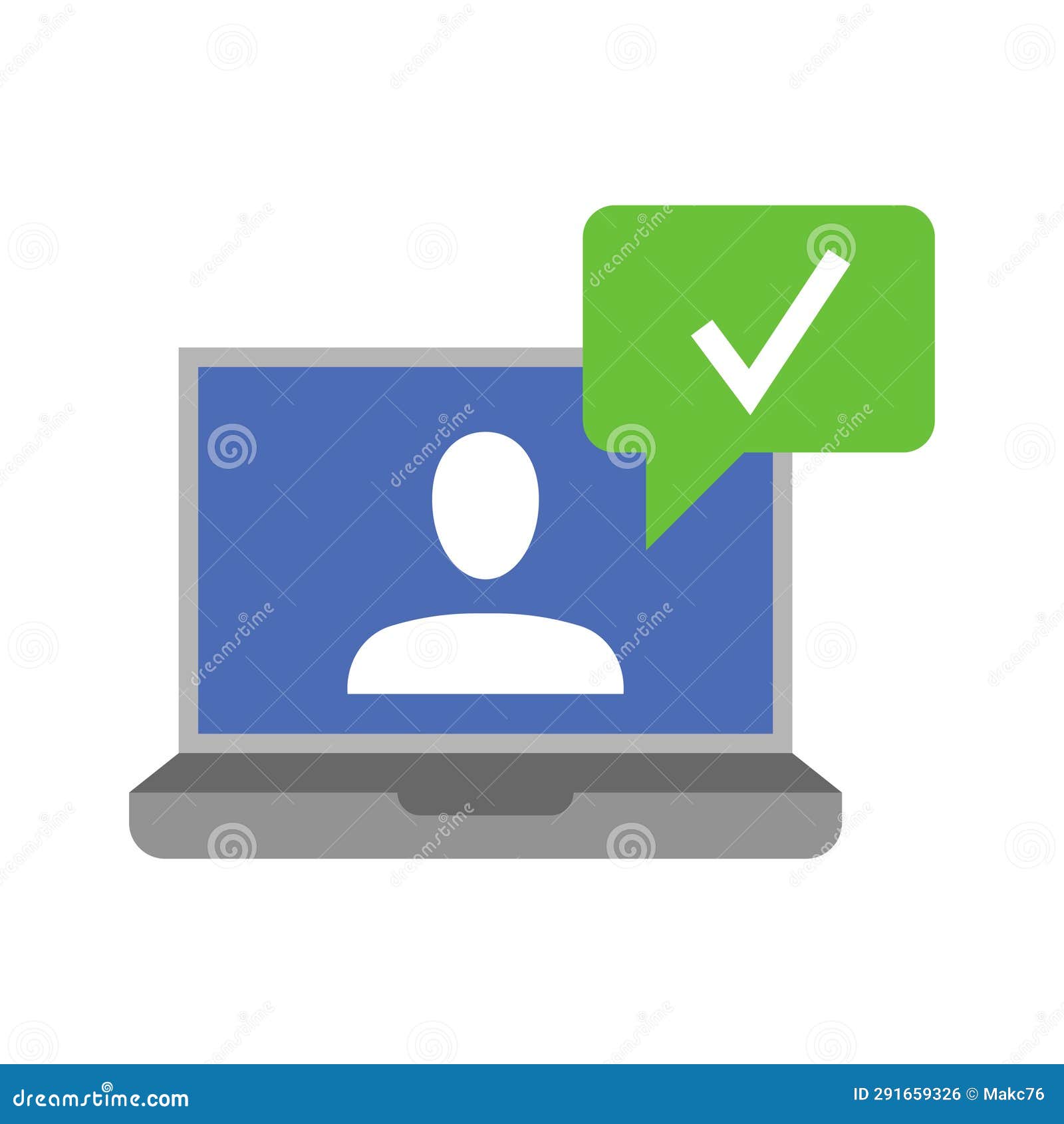 User Inside Laptop with Chat Bubble Check Mark, Quality Checks ...