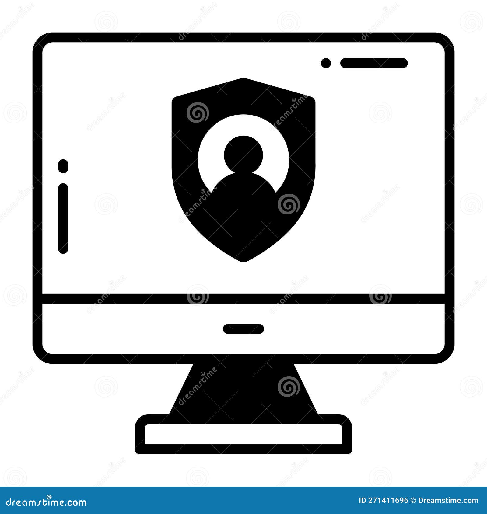 User Inside Shield with Monitor, Vector Design of User Profile Security ...