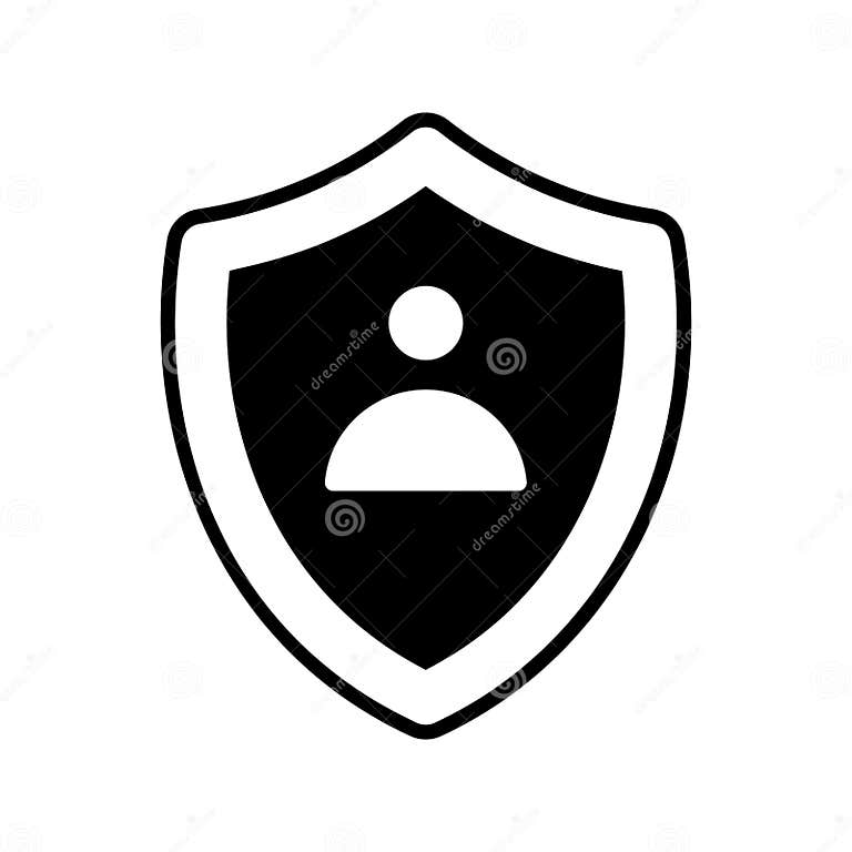 User Inside Shield, Vector of User Protection, Personal Security Icon Design Stock Illustration ...