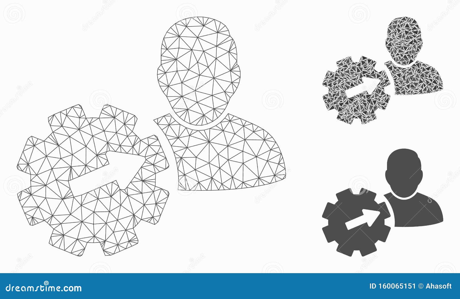User Integration Api Gear Vector Mesh 2d Model And Triangle Mosaic Icon Stock Vector