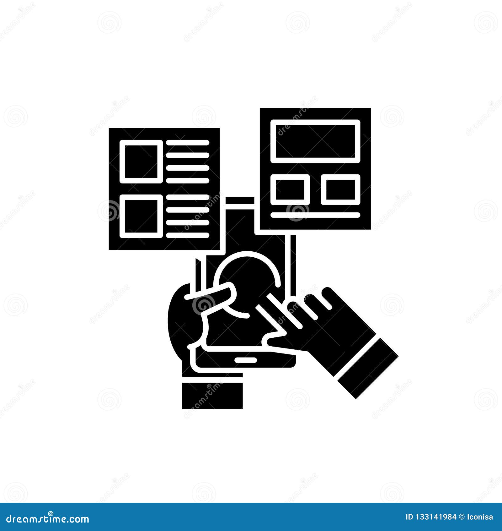 User Interaction Black Icon, Vector Sign on Isolated Background. User ...