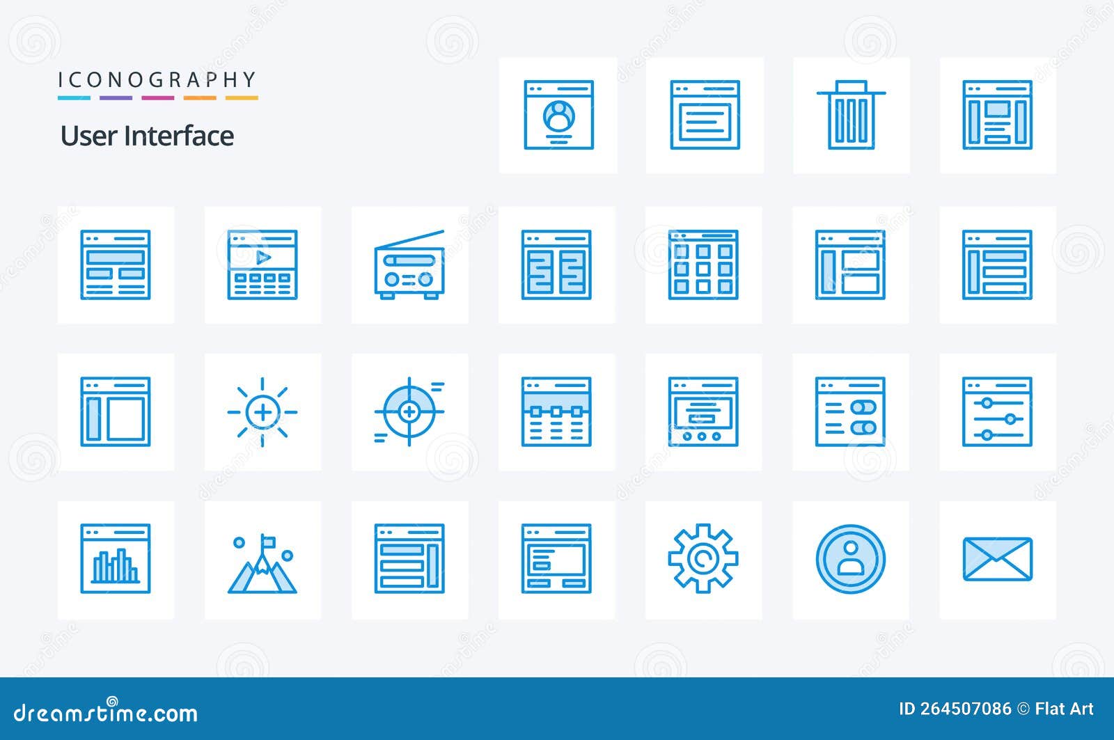 25 User Interface Blue Icon Pack Stock Vector - Illustration of left ...