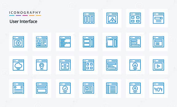 25 User Interface Blue Icon Pack Stock Vector - Illustration of user ...