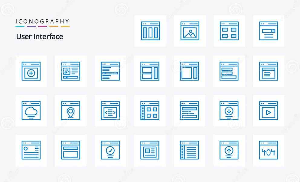 25 User Interface Blue Icon Pack Stock Vector - Illustration of user ...