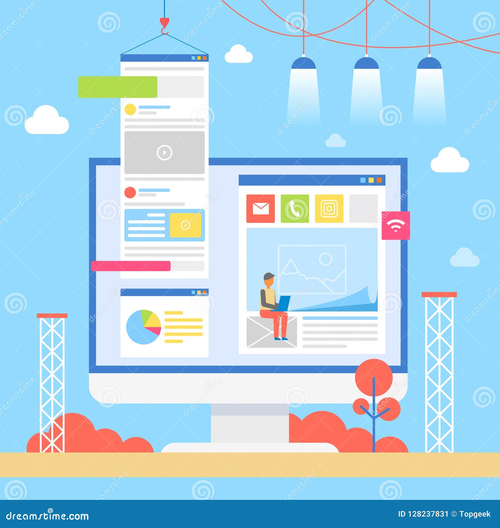 User Interface Building Process Vector Banner Stock Vector ...