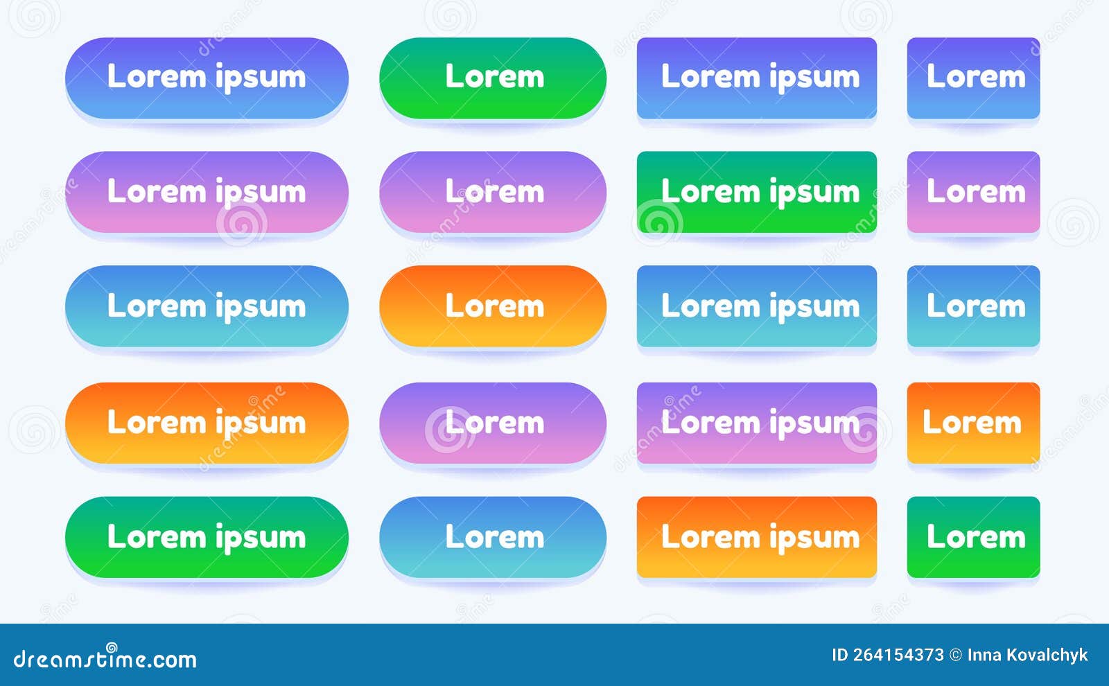 User Interface Buttons for Mobile App or Game. Vector. Simple Flat ...