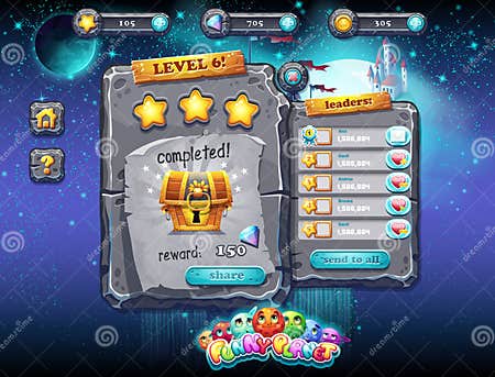 User Interface for Computer Games and Web Design with Buttons, Prizes ...