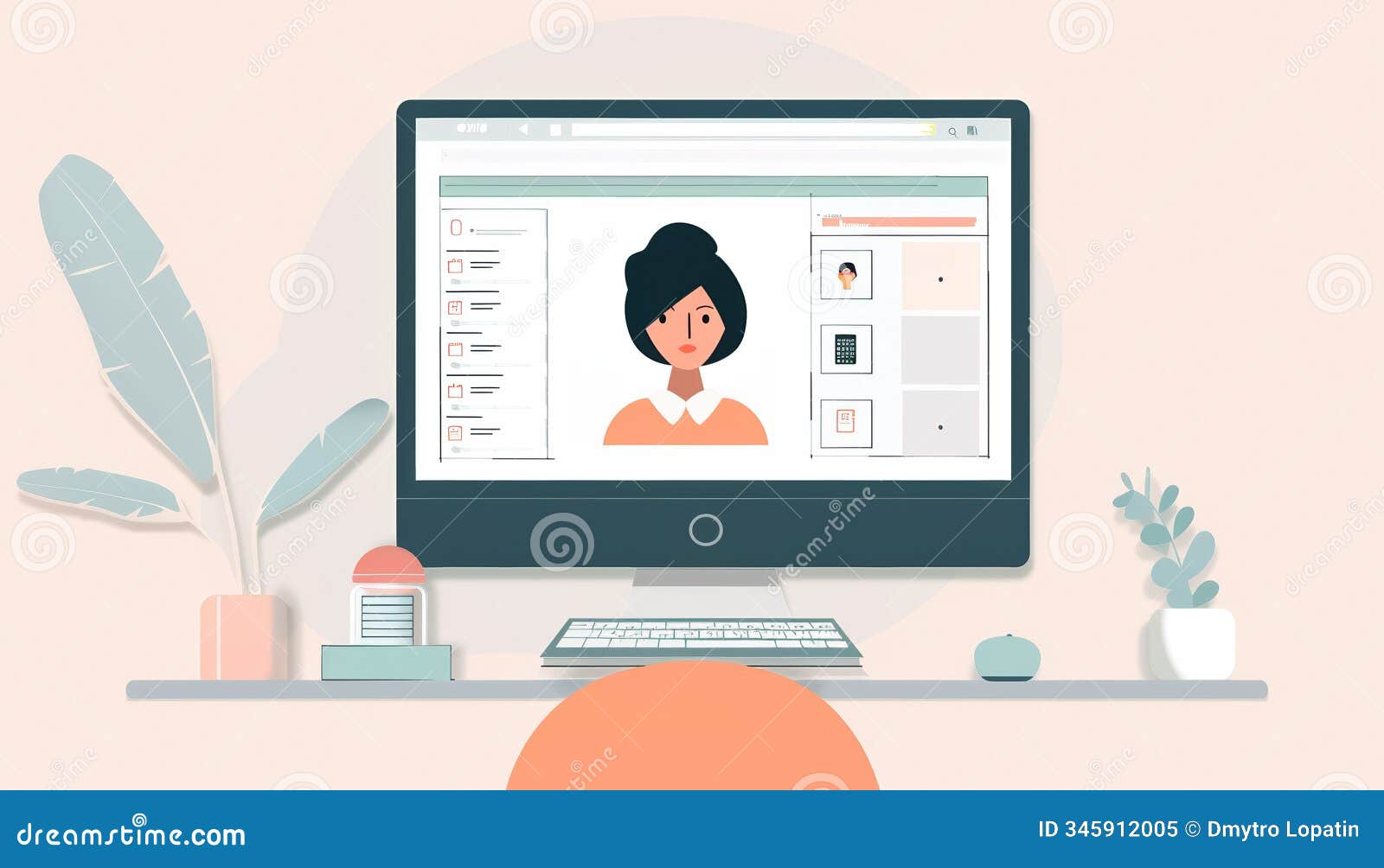 User Interface Design Displays a Woman’s Avatar on a Computer Screen ...