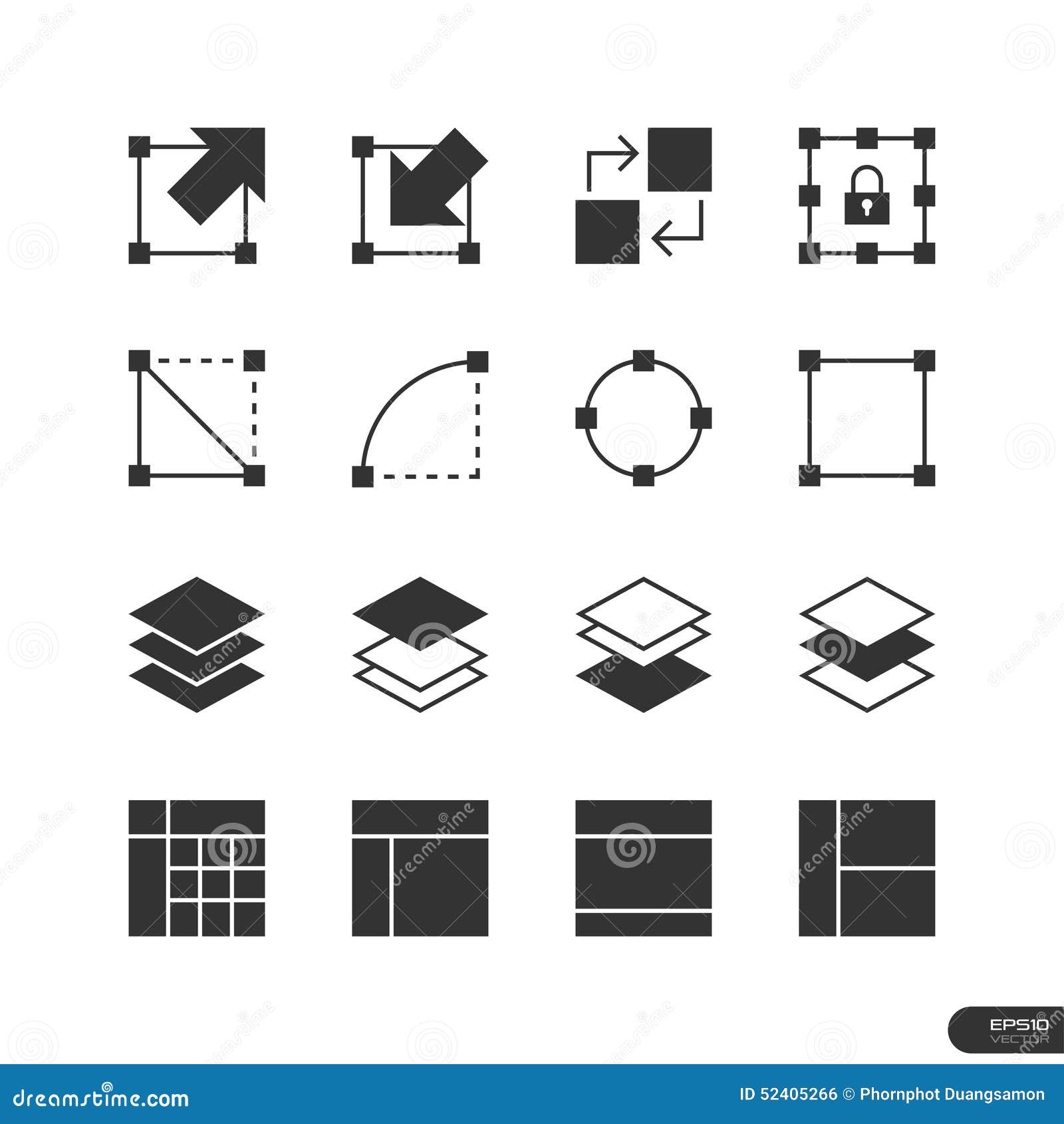 User Interface & Design Elements Icon Set - Vector Illustration Stock ...