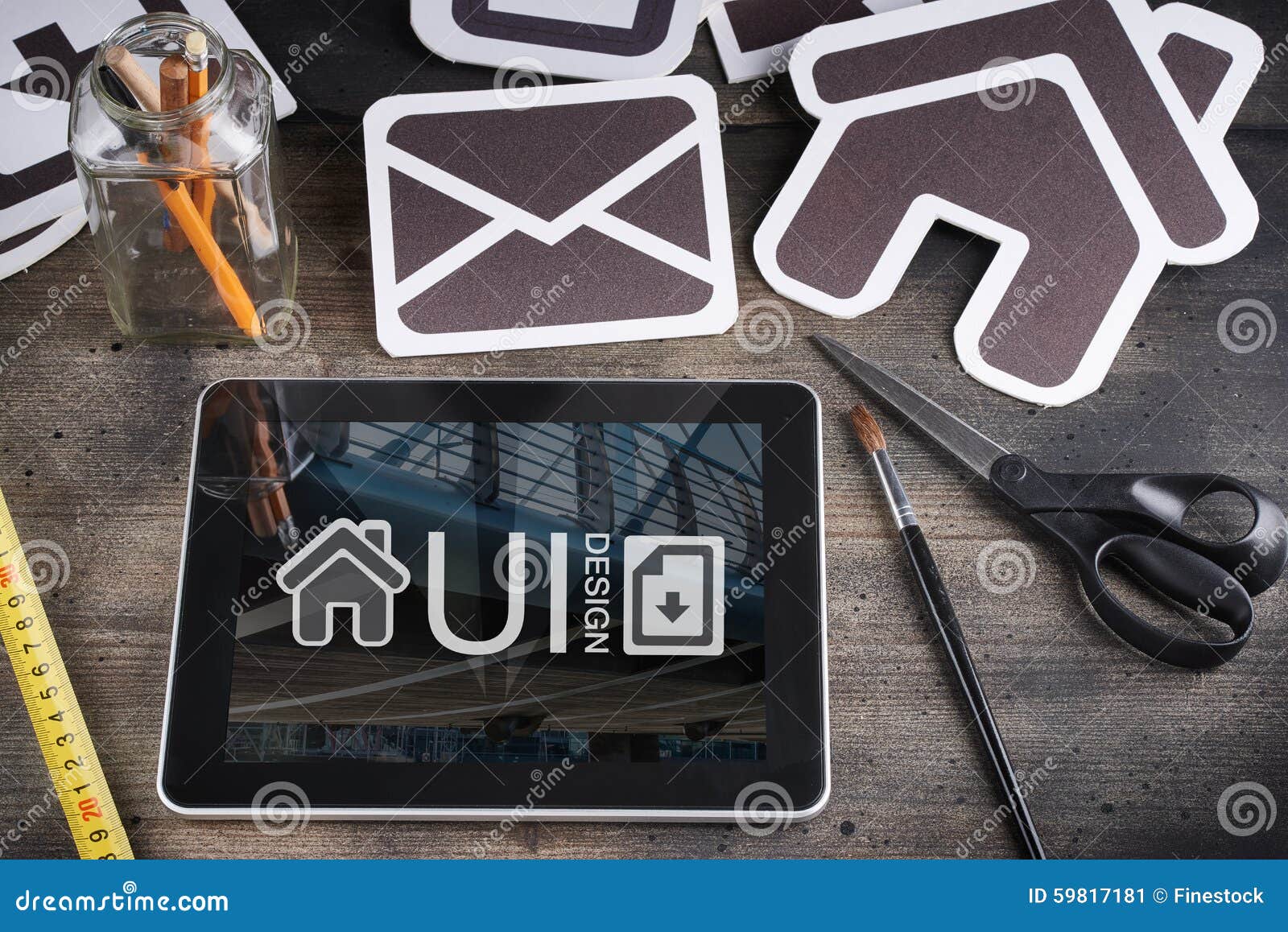 User Interface Design Project Stock Image - Image of icons, paintbrush ...