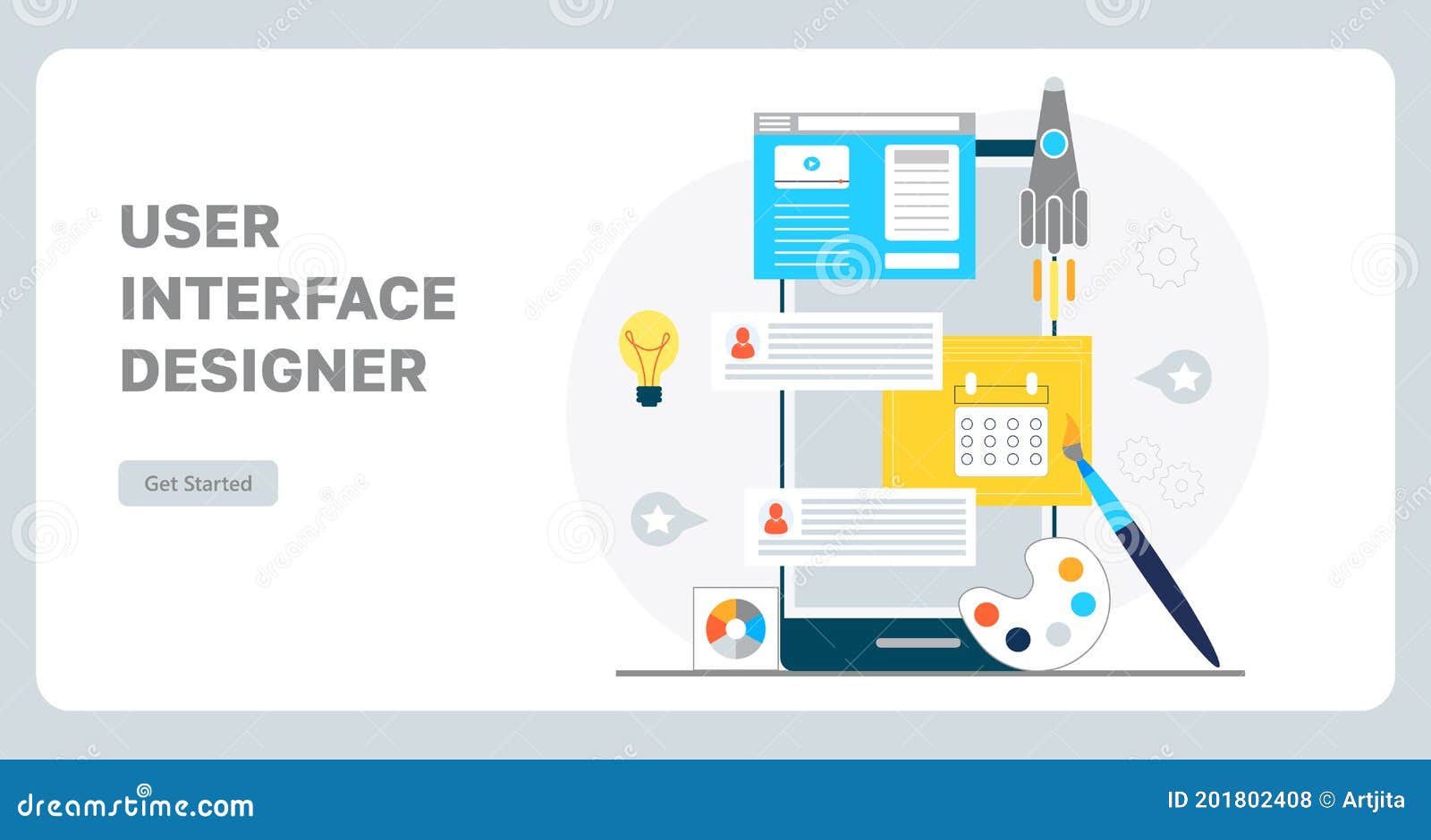 User Interface Designer Concept Vector. UI, UX App Template Creation ...