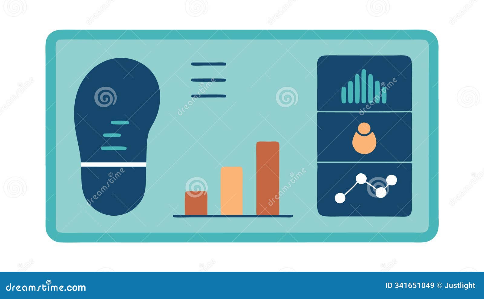 User Interface a Digital Display Panel Showing Statistics Such As Step ...