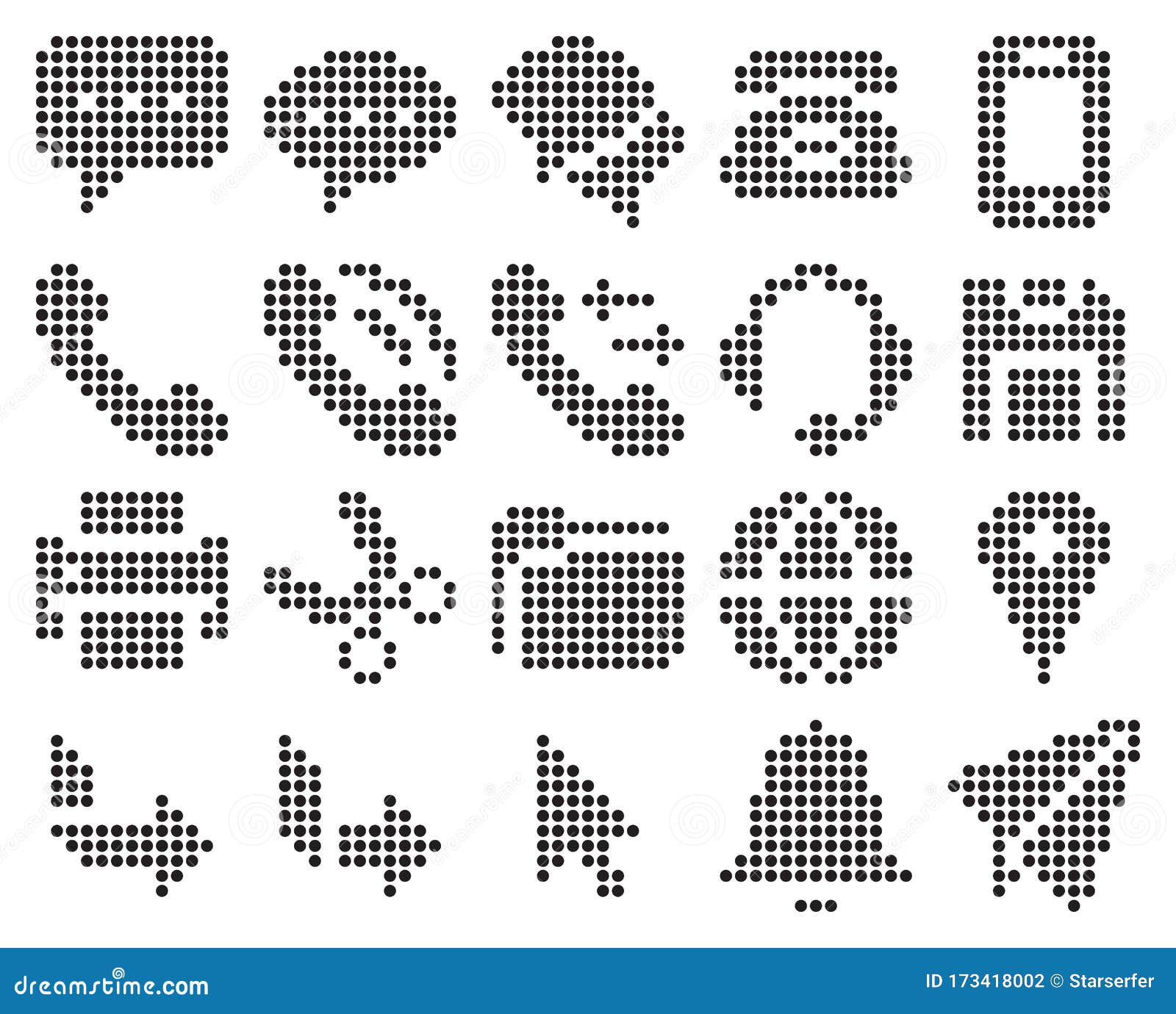 User Interface Dotted Icons Set Stock Vector - Illustration of globe ...