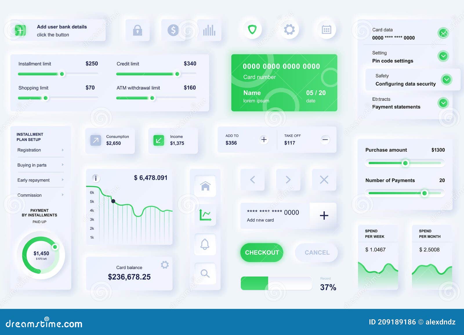 User Interface Elements for Banking Mobile App. Unique Neumorphic ...