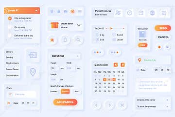 User Interface Elements for Delivery Mobile App. Unique Neumorphic Design UI, UX, GUI, KIT ...