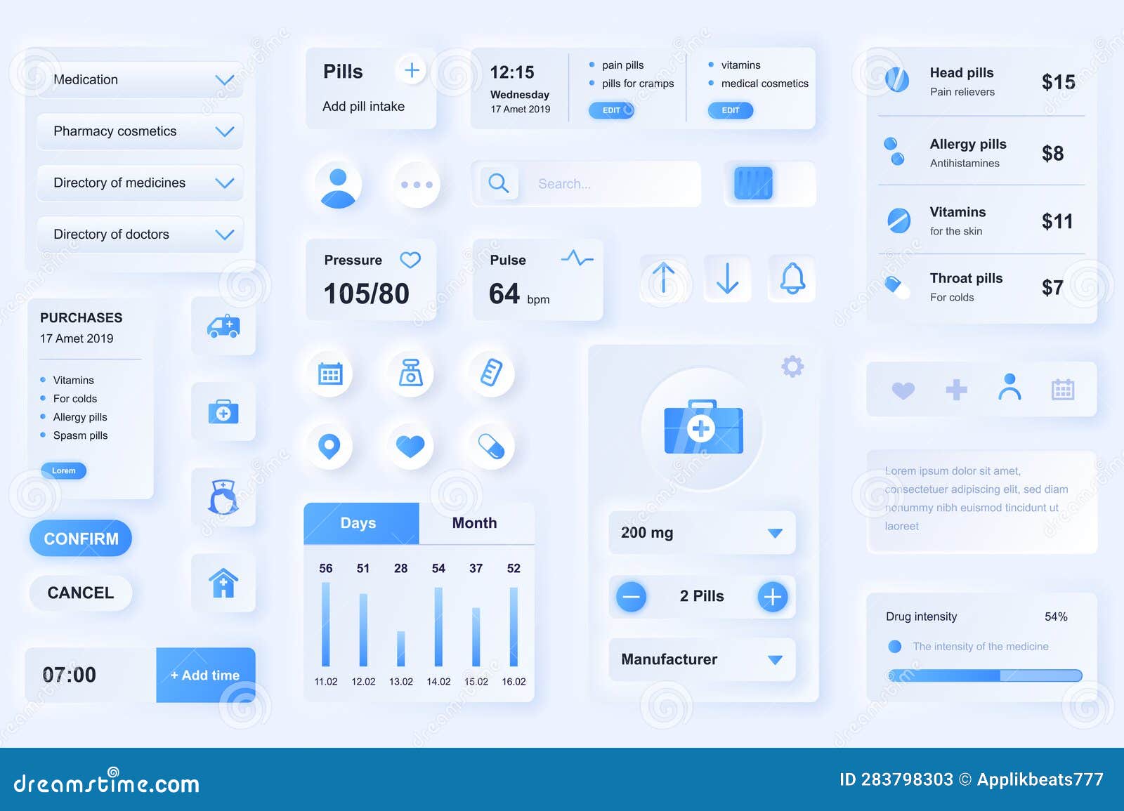 User Interface Elements for Medical Mobile App. Unique Neumorphic ...